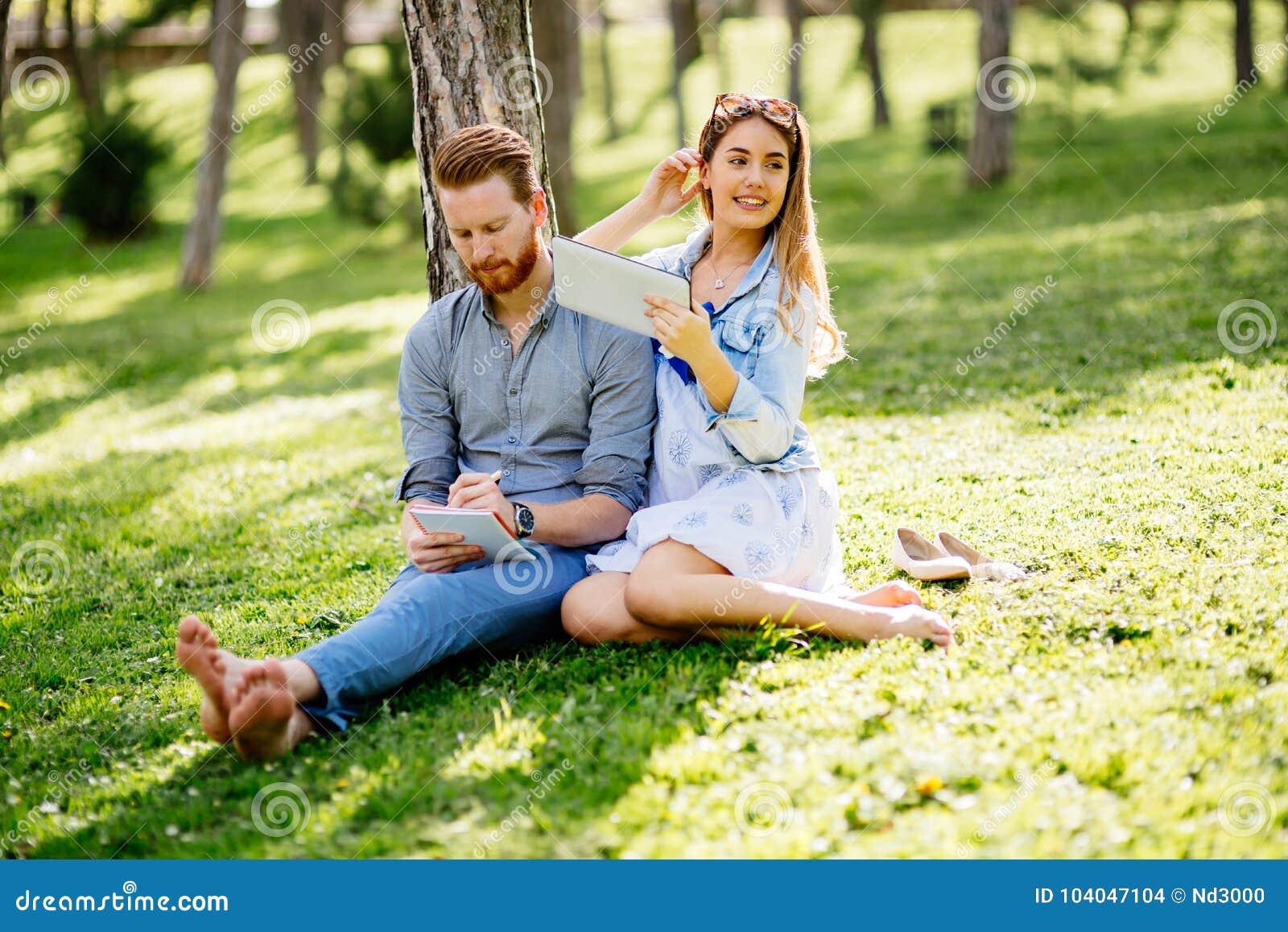 Cute University Students Studying Stock Photo - Image of friends, happy ...
