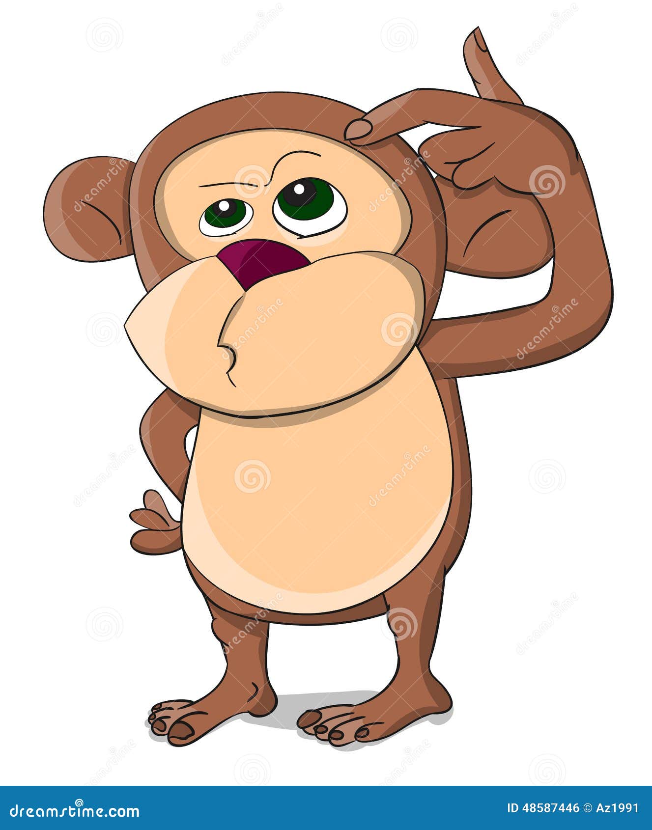Cute Unusual Vector Thinking Monkey Stock Vector - Illustration of ...