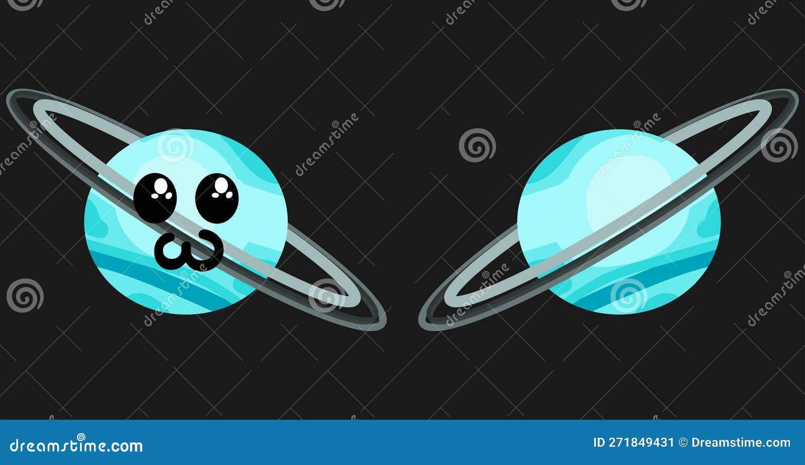 Happy Uranus Planet In Cartoon Style. Cute Smiling Solar System ...