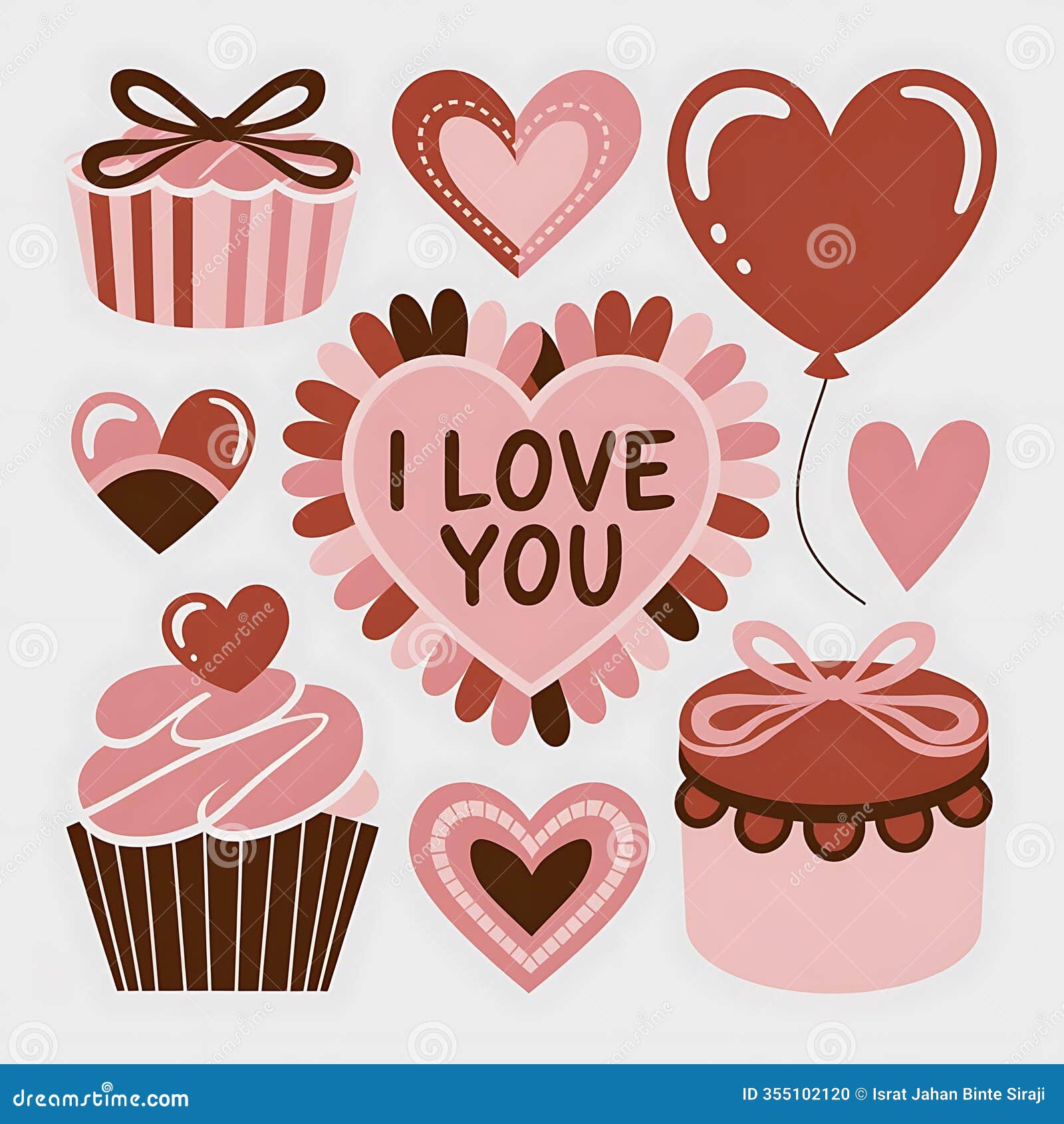 Cute Valentines Craft Symbols in Pastel Tones Stock Illustration ...