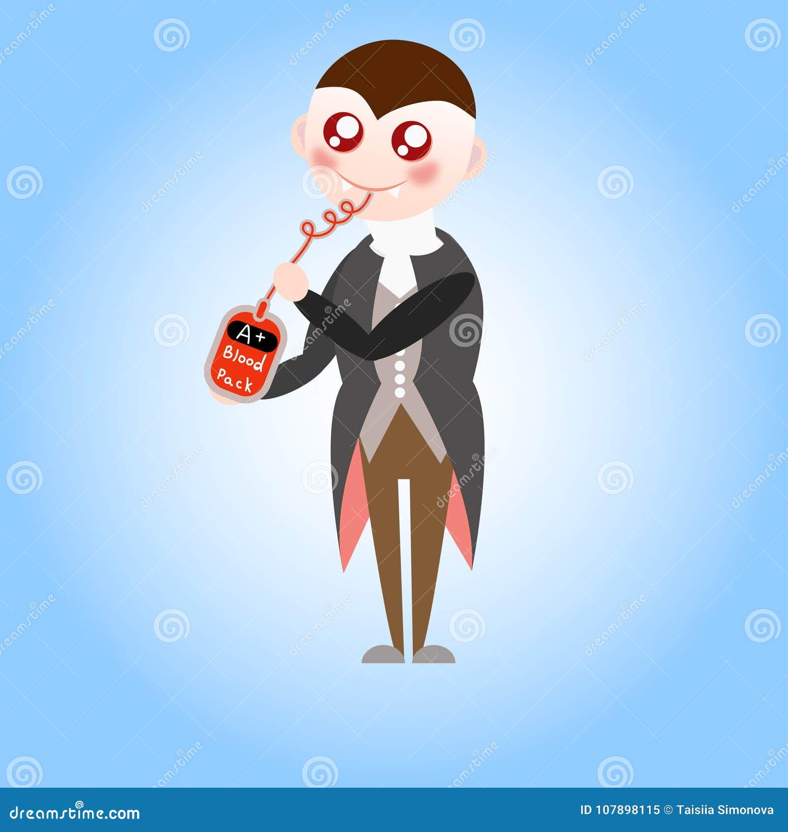 Cute vampire drinks blood stock illustration. Illustration of cartoon ...