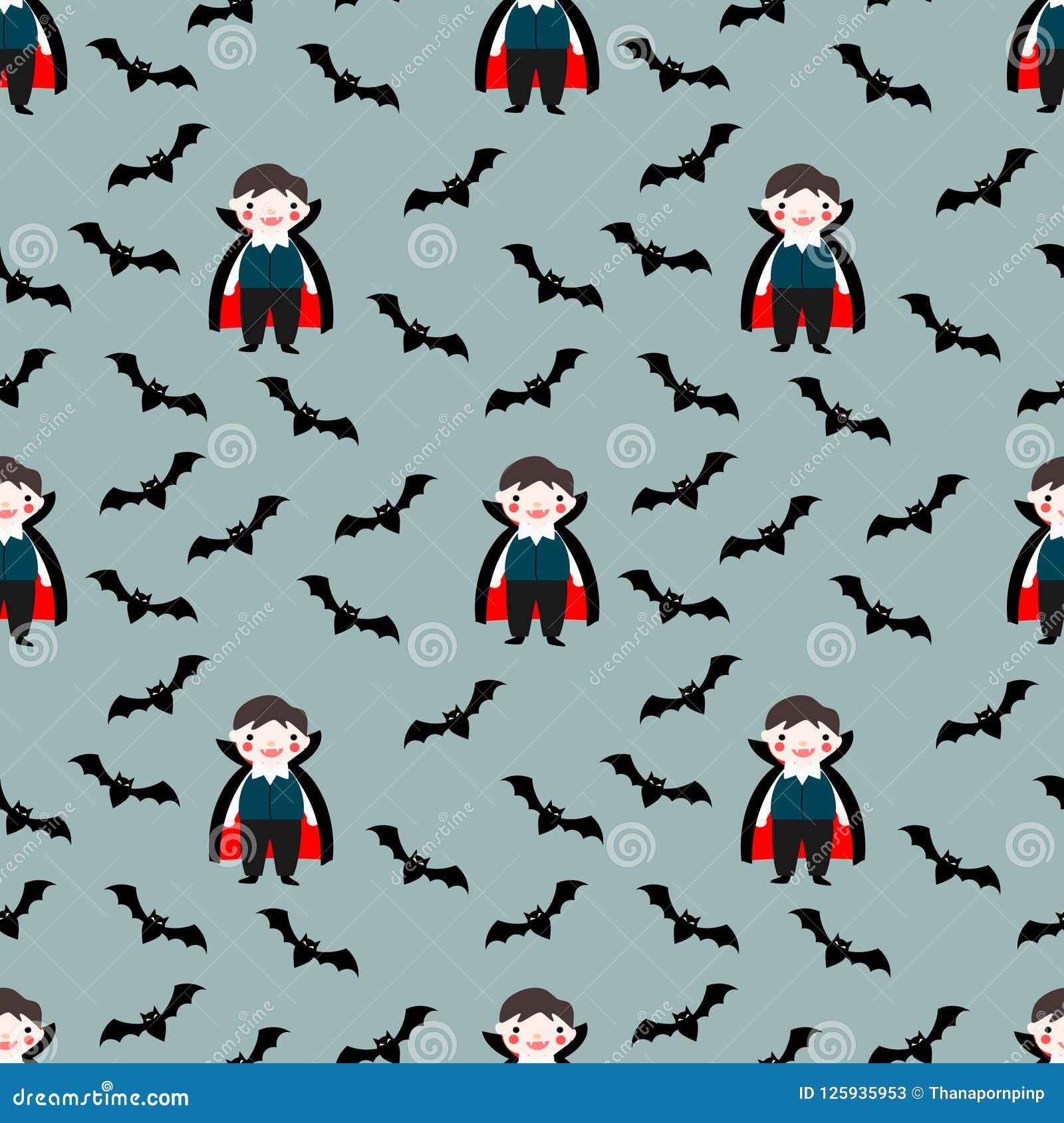 Cute Vampire Kid Seamless Pattern. Stock Vector - Illustration of black ...