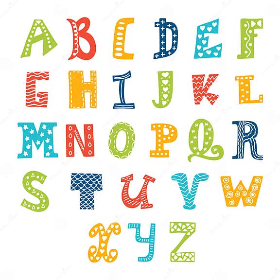 Cute Vector Alphabet on White Background. Letters Stock Vector ...
