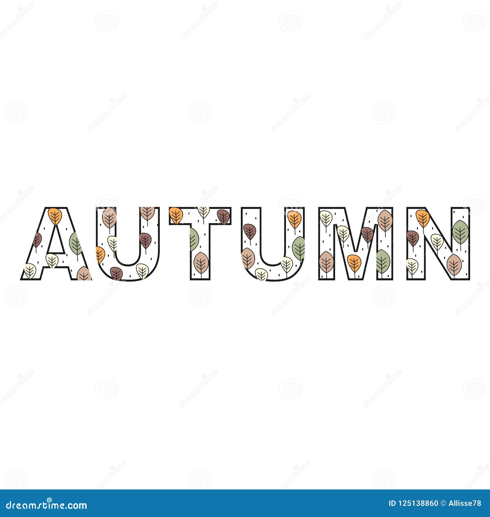 Cute Vector Autumn Text Filled with Leaves Pattern Stock Vector ...