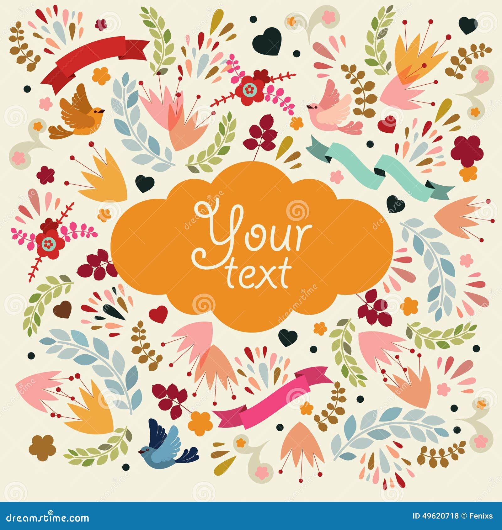 Cute Vector Card with Orange Label. Stock Vector - Illustration of ...