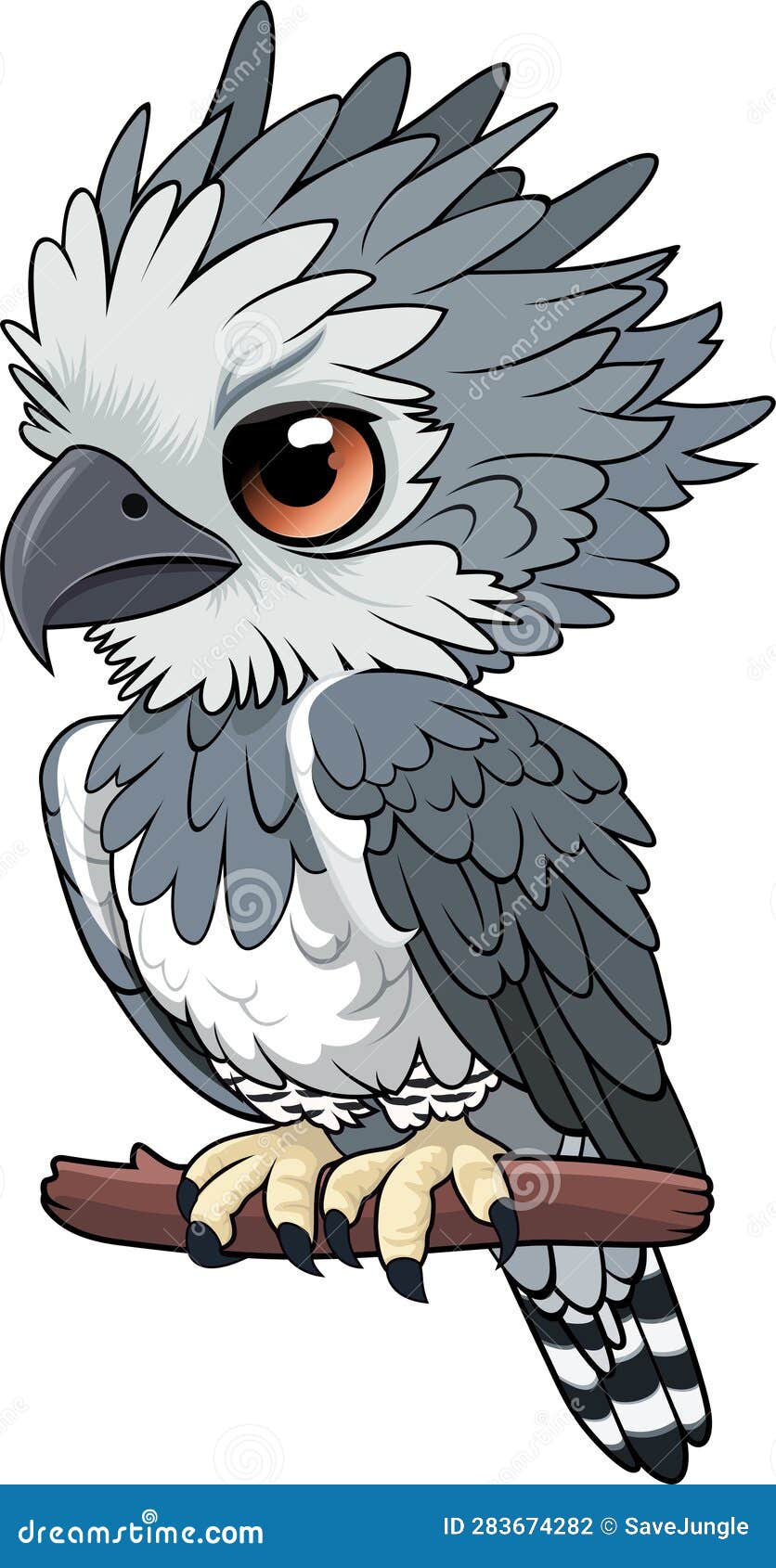 Cute Vector Cartoon Harpy Eagle Sticker Stock Vector - Illustration of ...