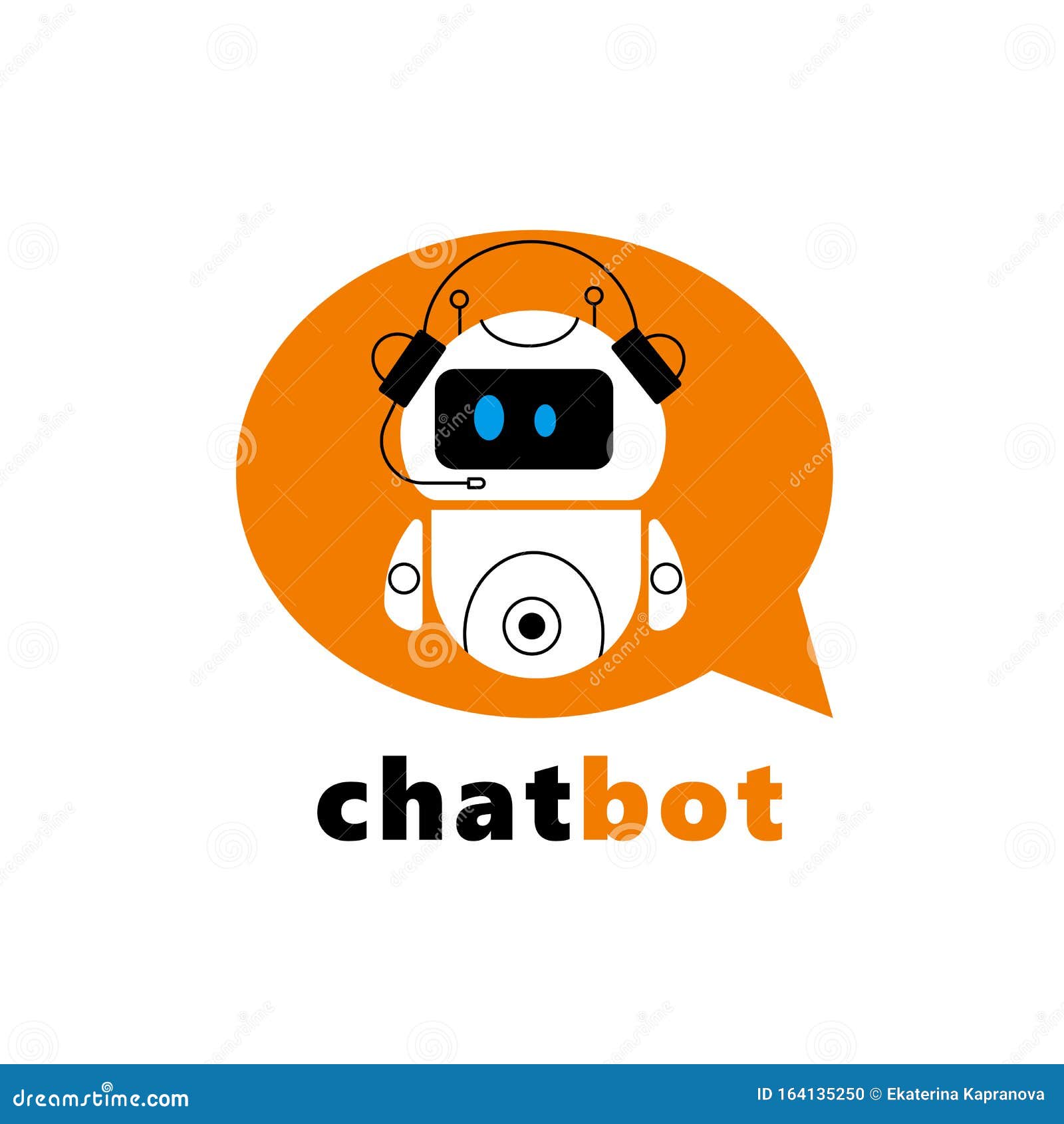 Cute Vector Cartoon Illustration of Chatbot in a Speech Bubble. Stock ...