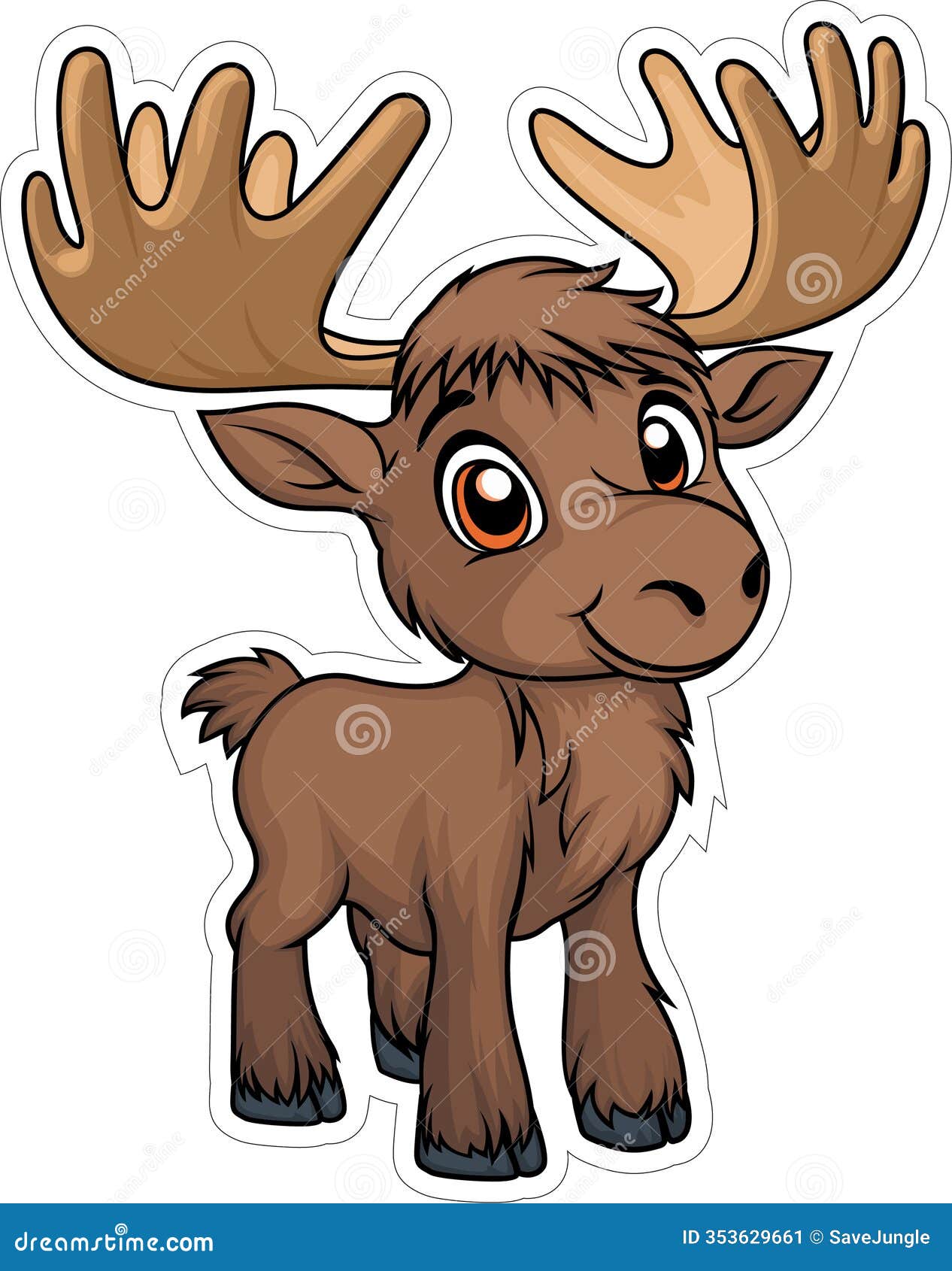 Cute Vector Cartoon Moose Sticker Stock Illustration - Illustration of ...
