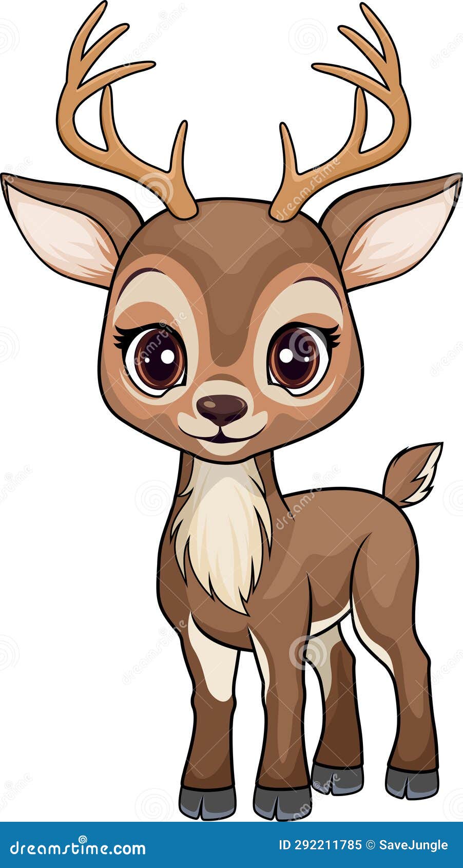 Cute Vector Cartoon White Tail Deer Sticker Stock Illustration ...