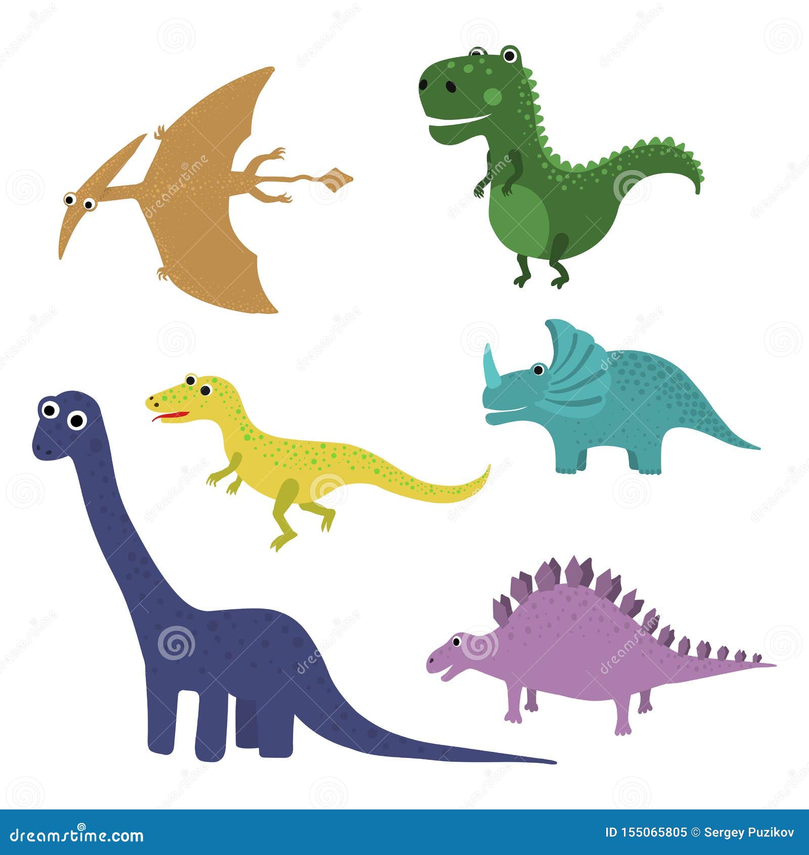 Vector Set Of Dinosaurs Isolated On White Background,graphical Elements ...