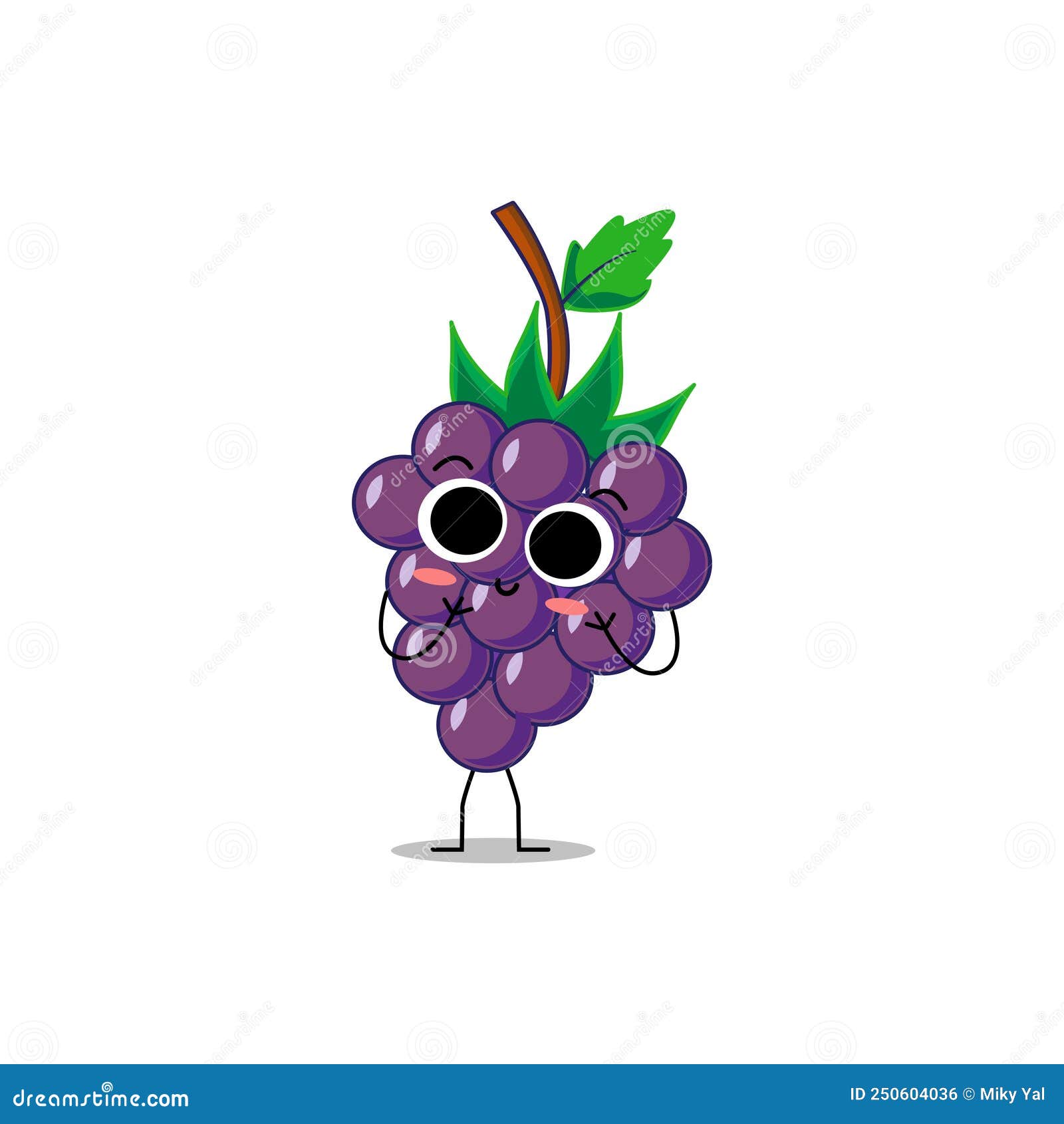 Cute Vector Grape Fruit Character in Different Action Emotion ...