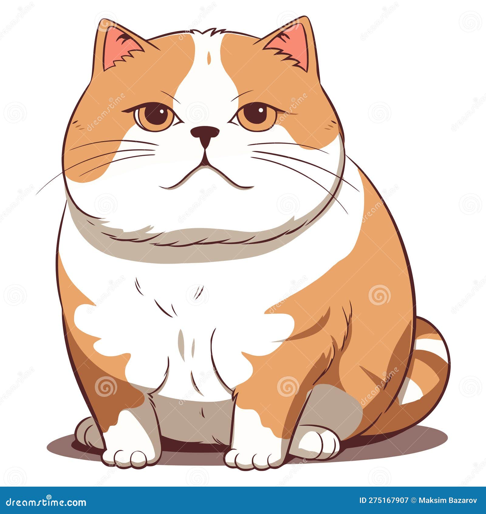 Cute Vector Illustration of a Chubby Cat Sitting. Stock Vector ...
