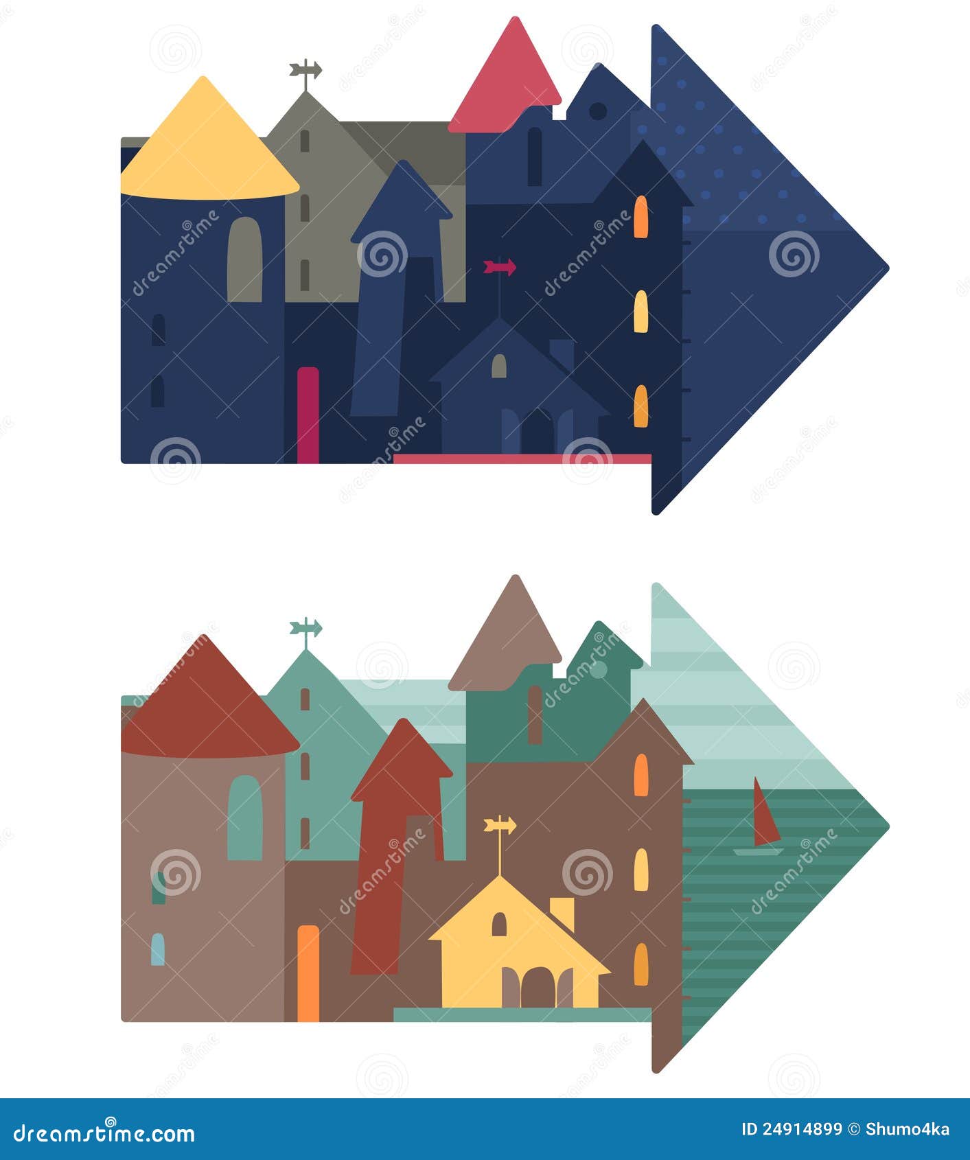 Cute Vector Illustration of a City Stock Vector - Illustration of home ...