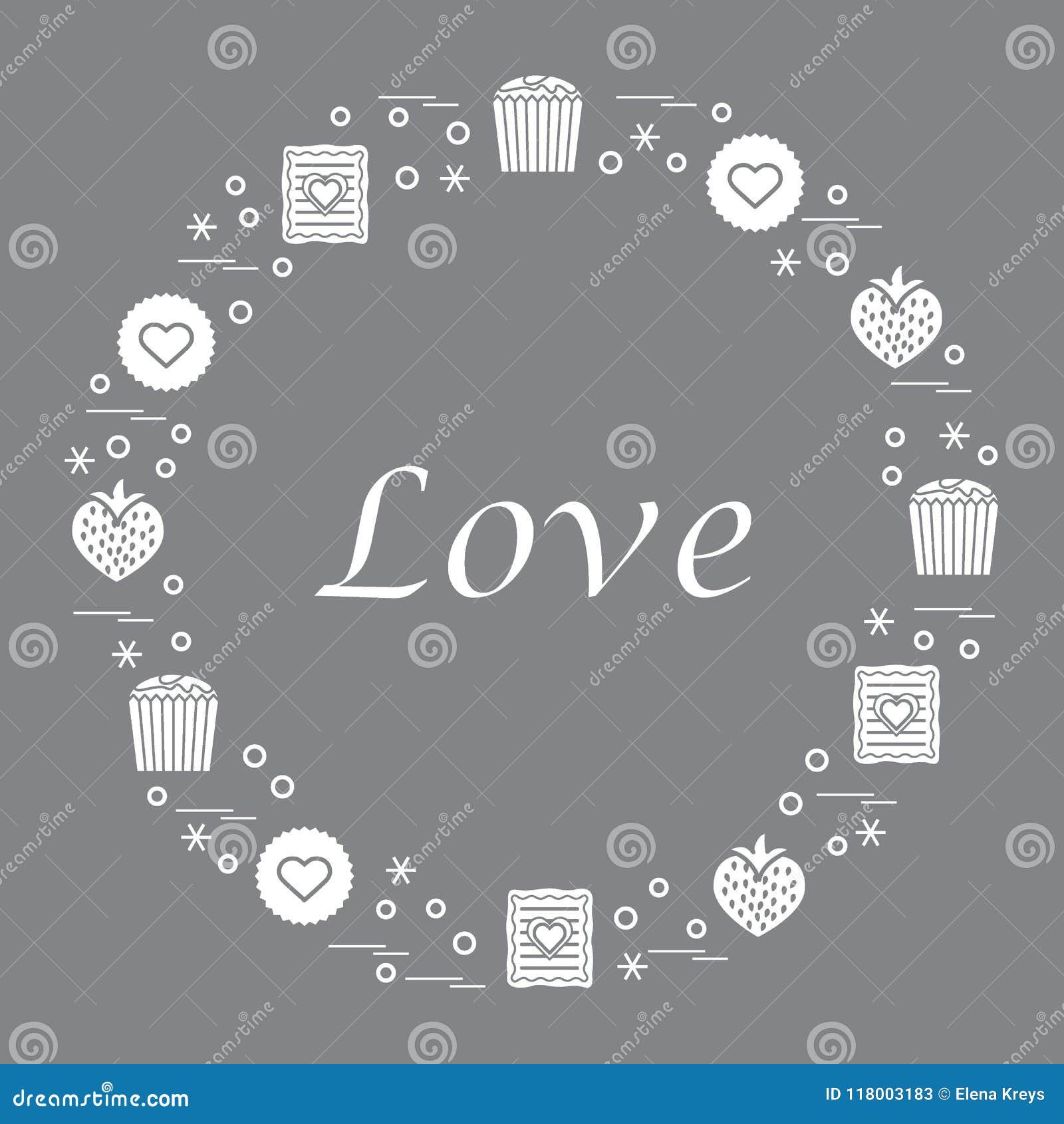 Cute Vector Illustration with Different Romantic Sweets Arranged Stock ...