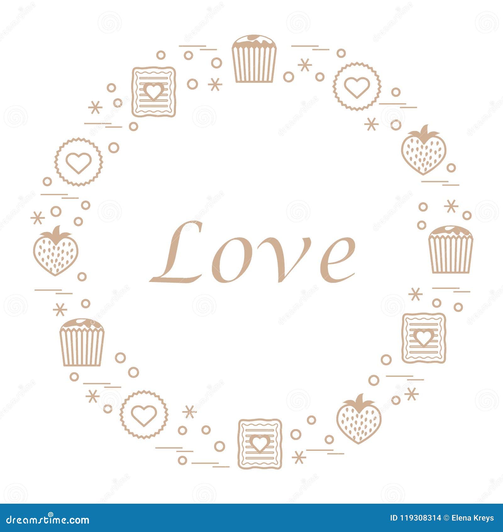 Cute Vector Illustration with Different Romantic Sweets Arranged Stock ...