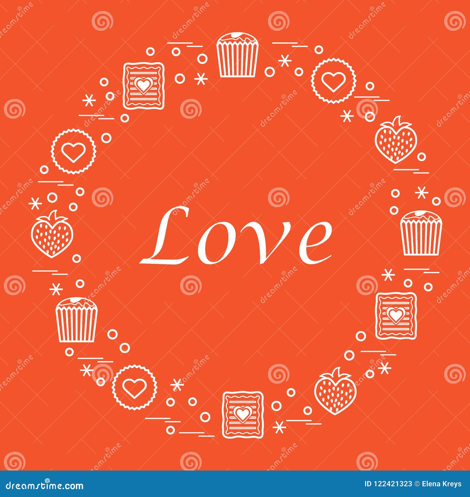 Cute Vector Illustration with Different Romantic Sweets Arranged Stock ...