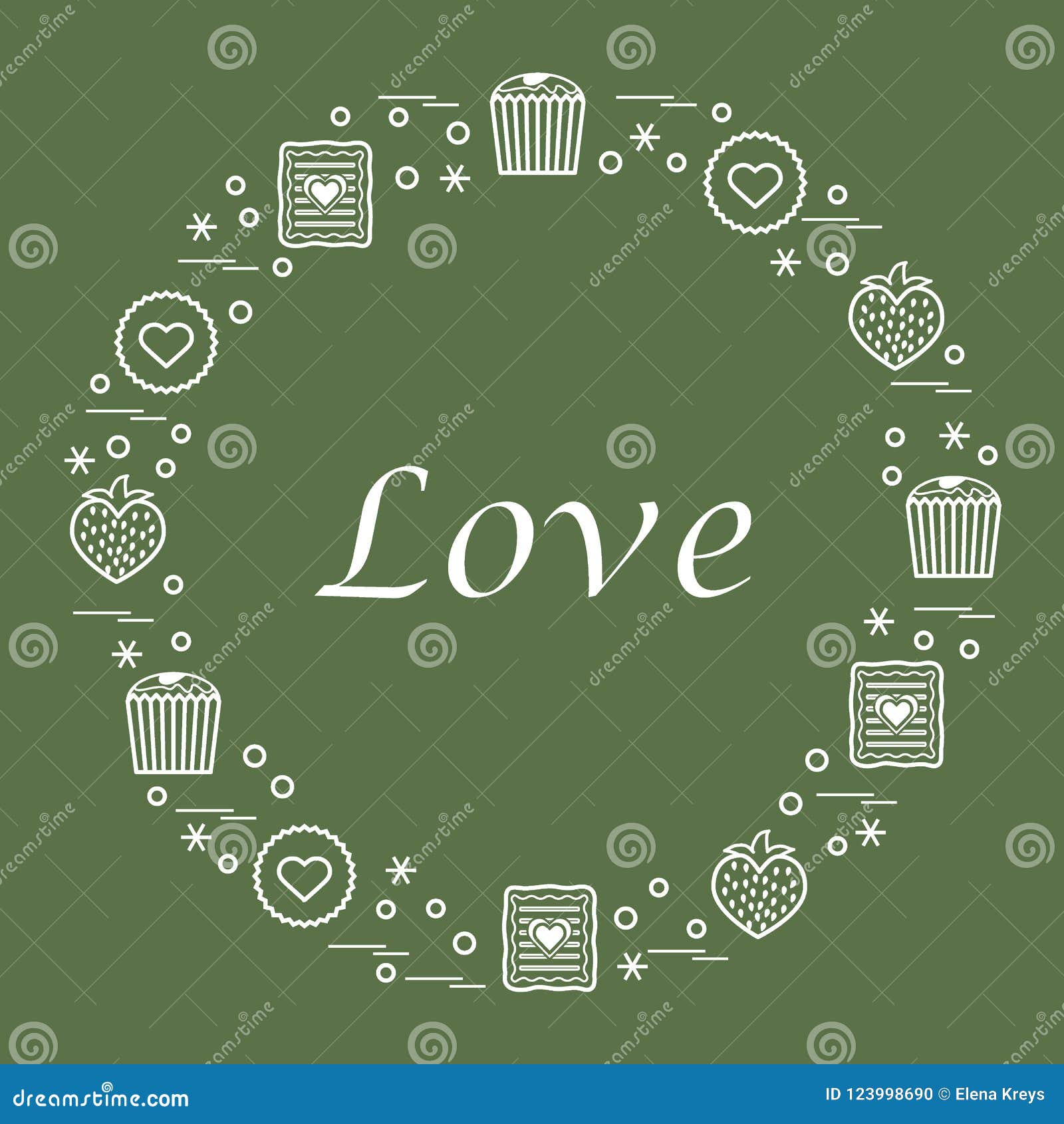 Cute Vector Illustration with Different Romantic Sweets Arranged Stock ...