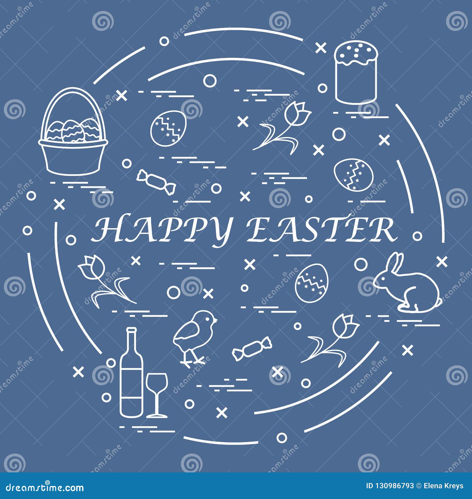 Cute Vector Illustration with Different Symbols for Easter Arranged in ...