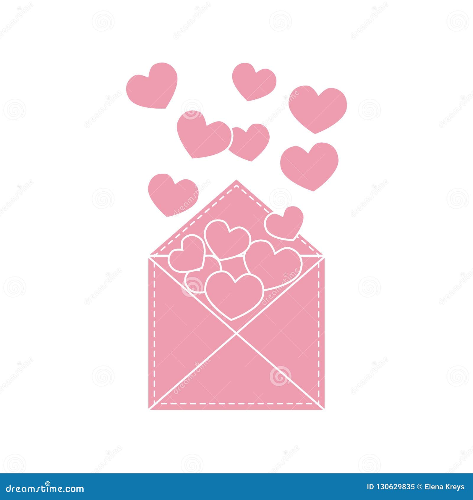 Cute Vector Illustration of Postal Envelope with Hearts. Stock Vector ...