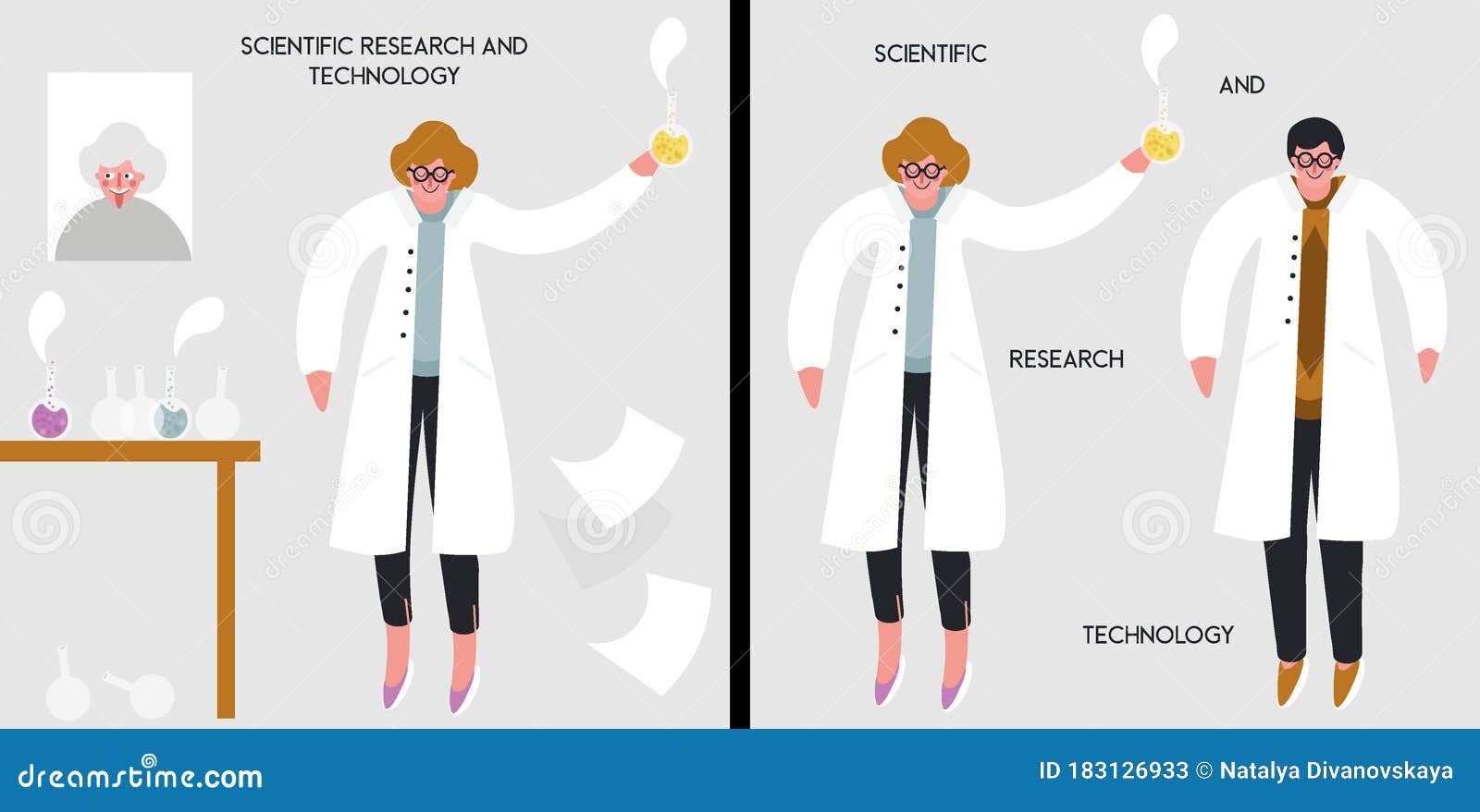 Cute Vector Illustrations about Scientific Research and Technology ...