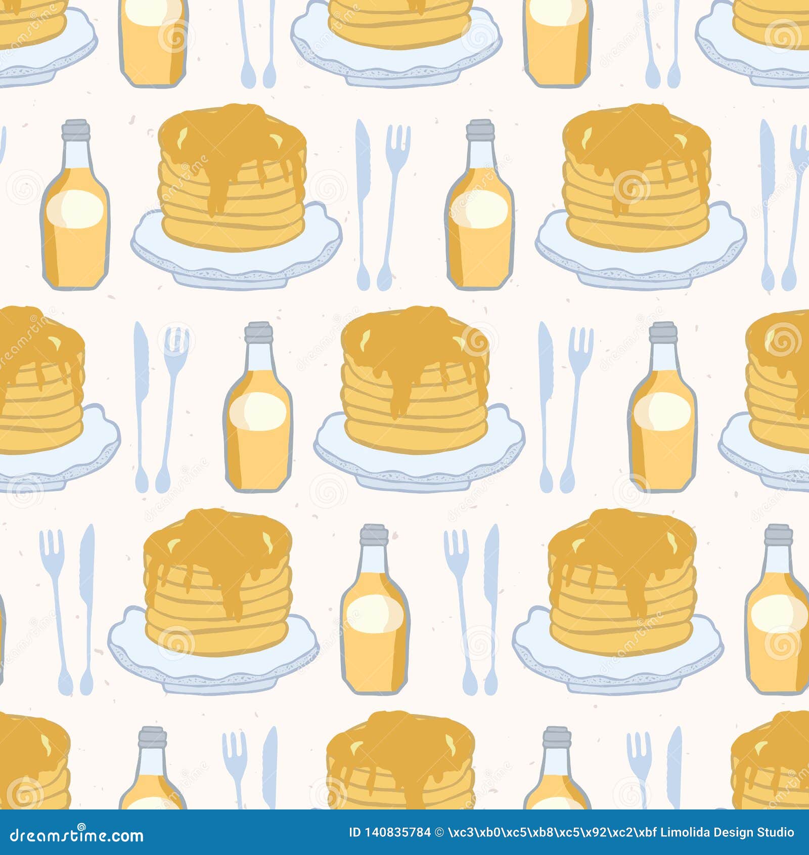 Cute Vector Pancake Day Breakfast Illustration. Seamless Repeating ...
