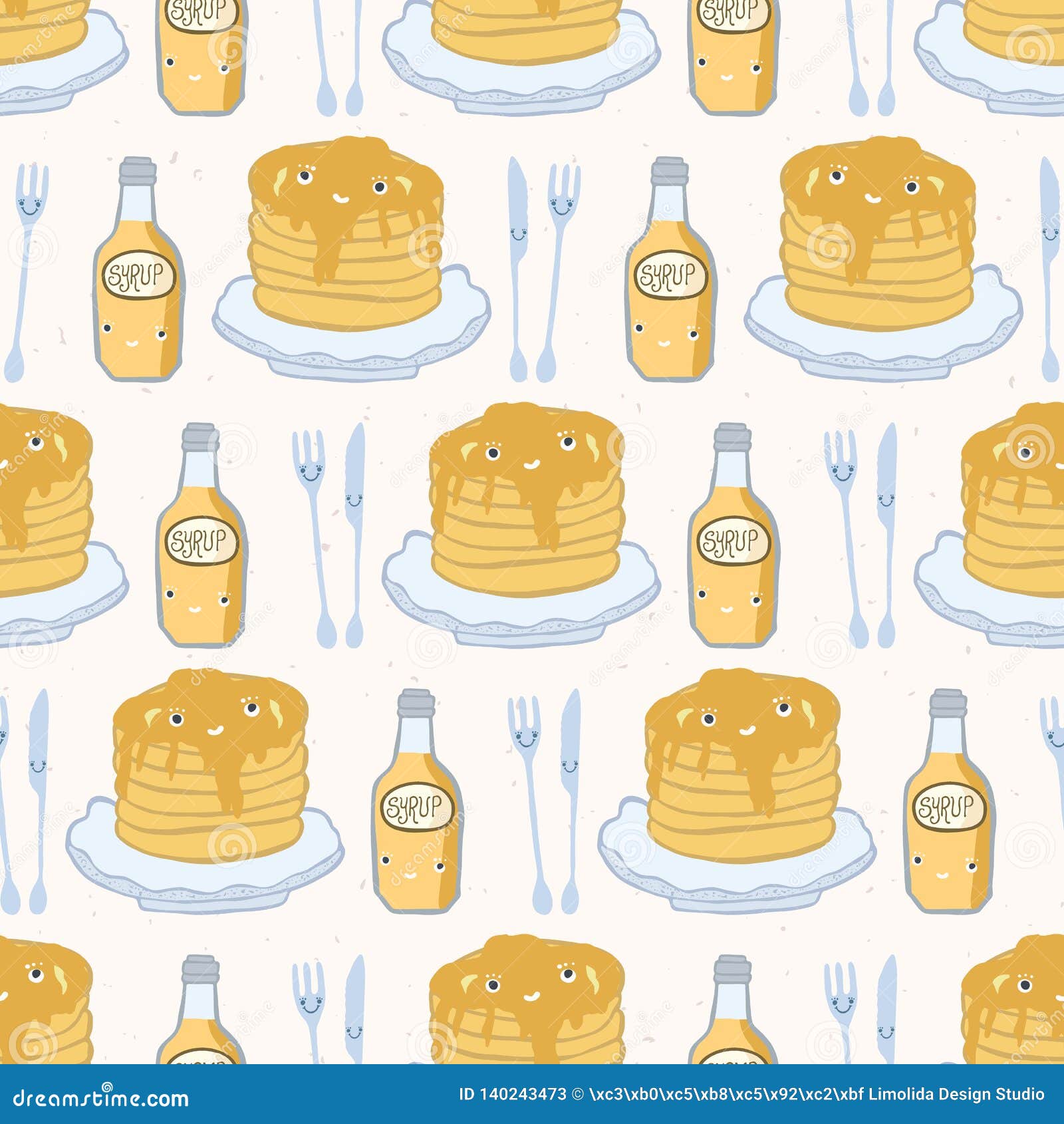 Cute Vector Pancake Day Breakfast Illustration. Seamless Repeating ...