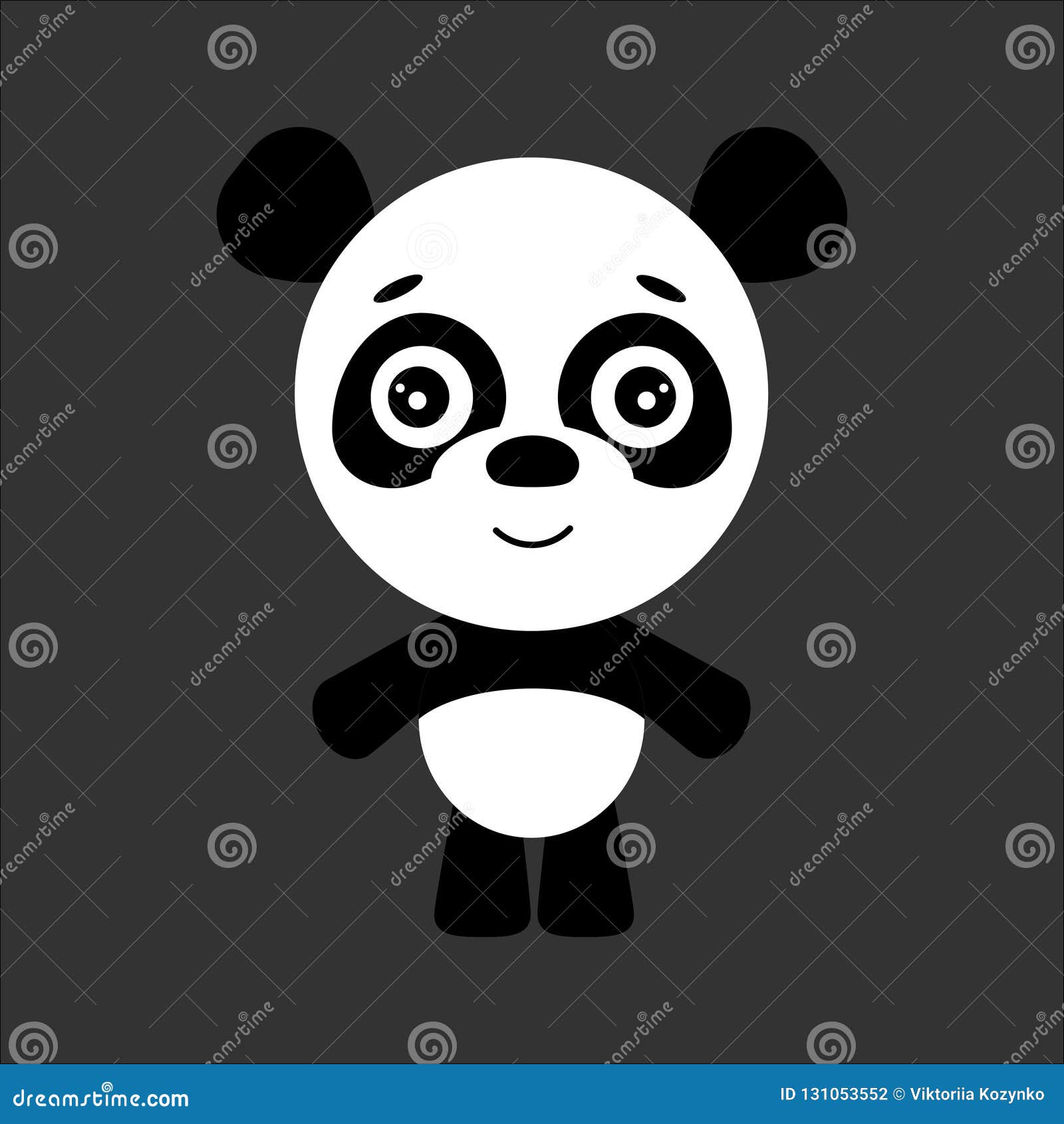 Cute Vector Panda. Panda Smiling. Gray Background. Flat Design. Vector ...