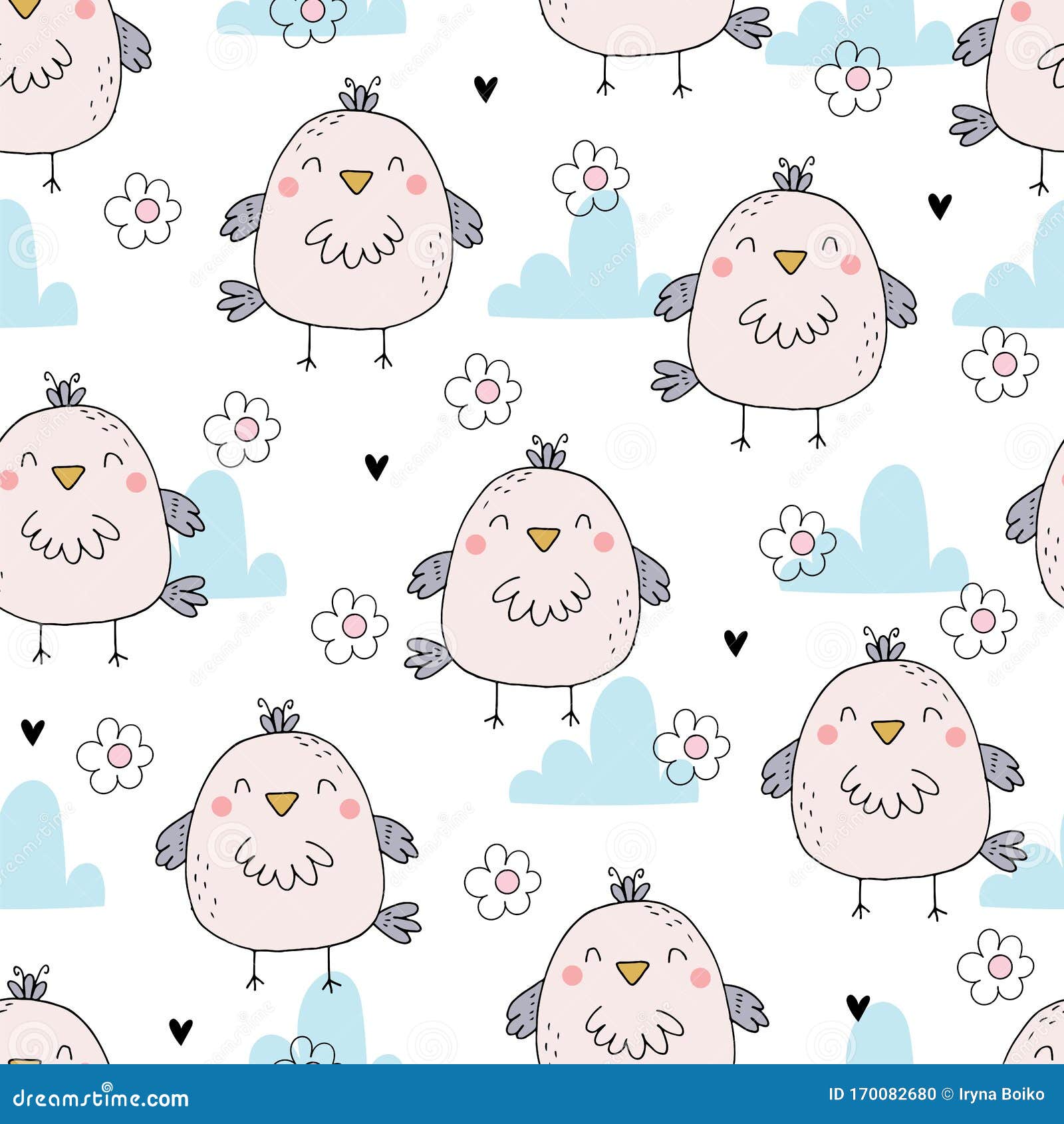 Cute Vector Print with Chick. Vector Pattern Stock Vector ...