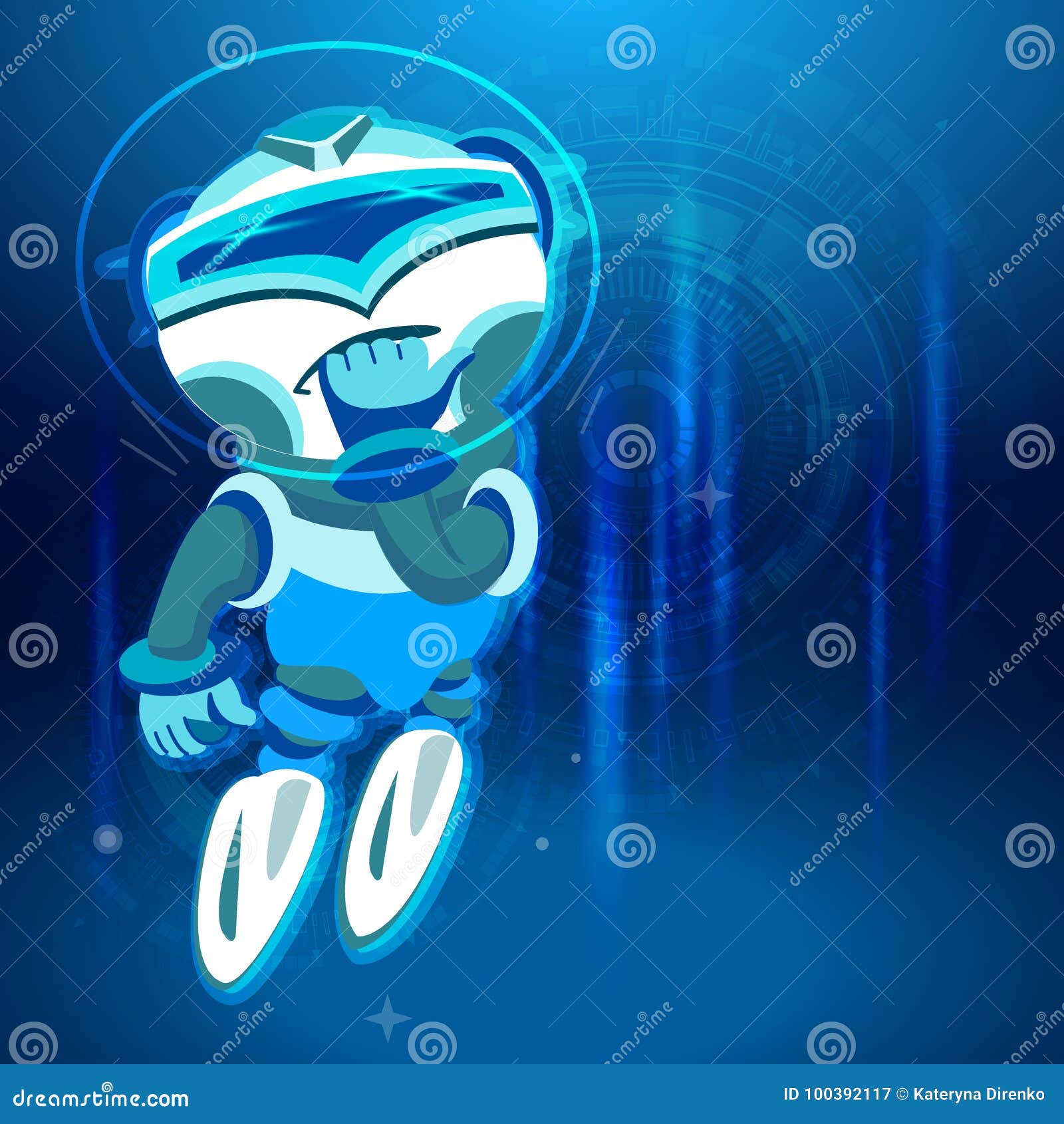 Cute Vector Robot on Blue Background. Stock Vector - Illustration of ...