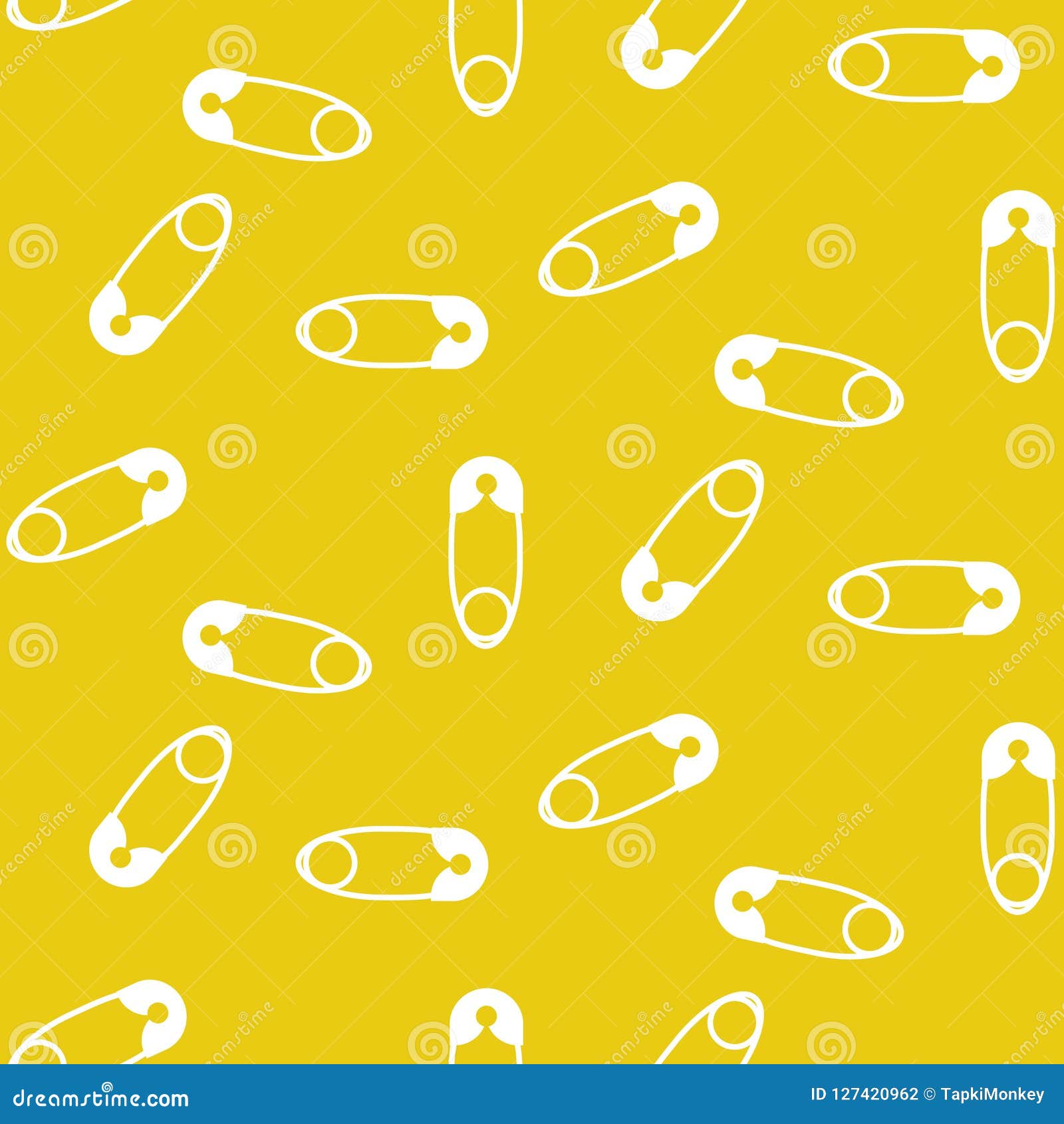 Cute Vector Safety Pin Simple Pattern on Yellow Background. Stock ...