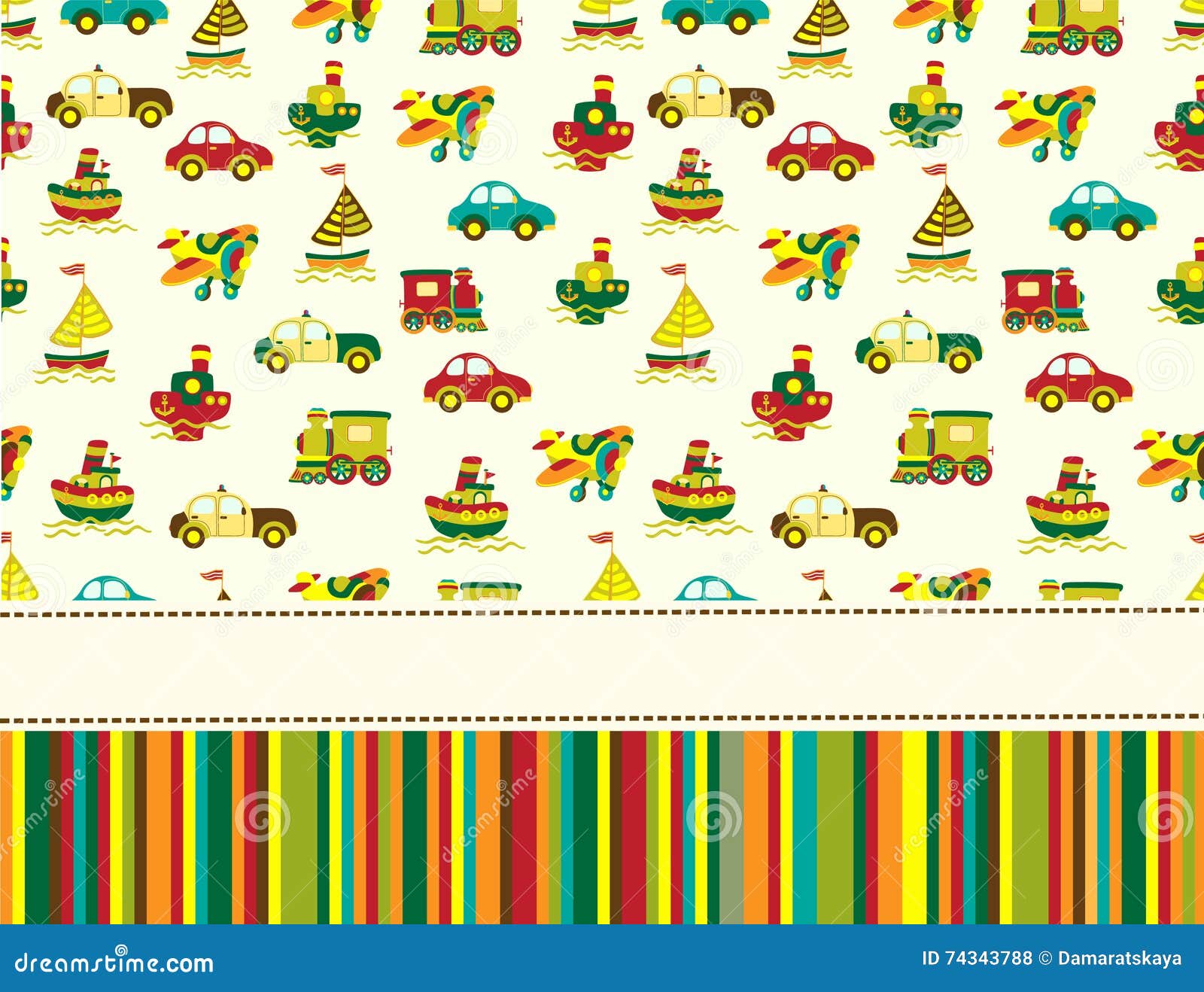 Cute Vector Seamless Baby Background. Cartoon Children Pattern. Stock ...