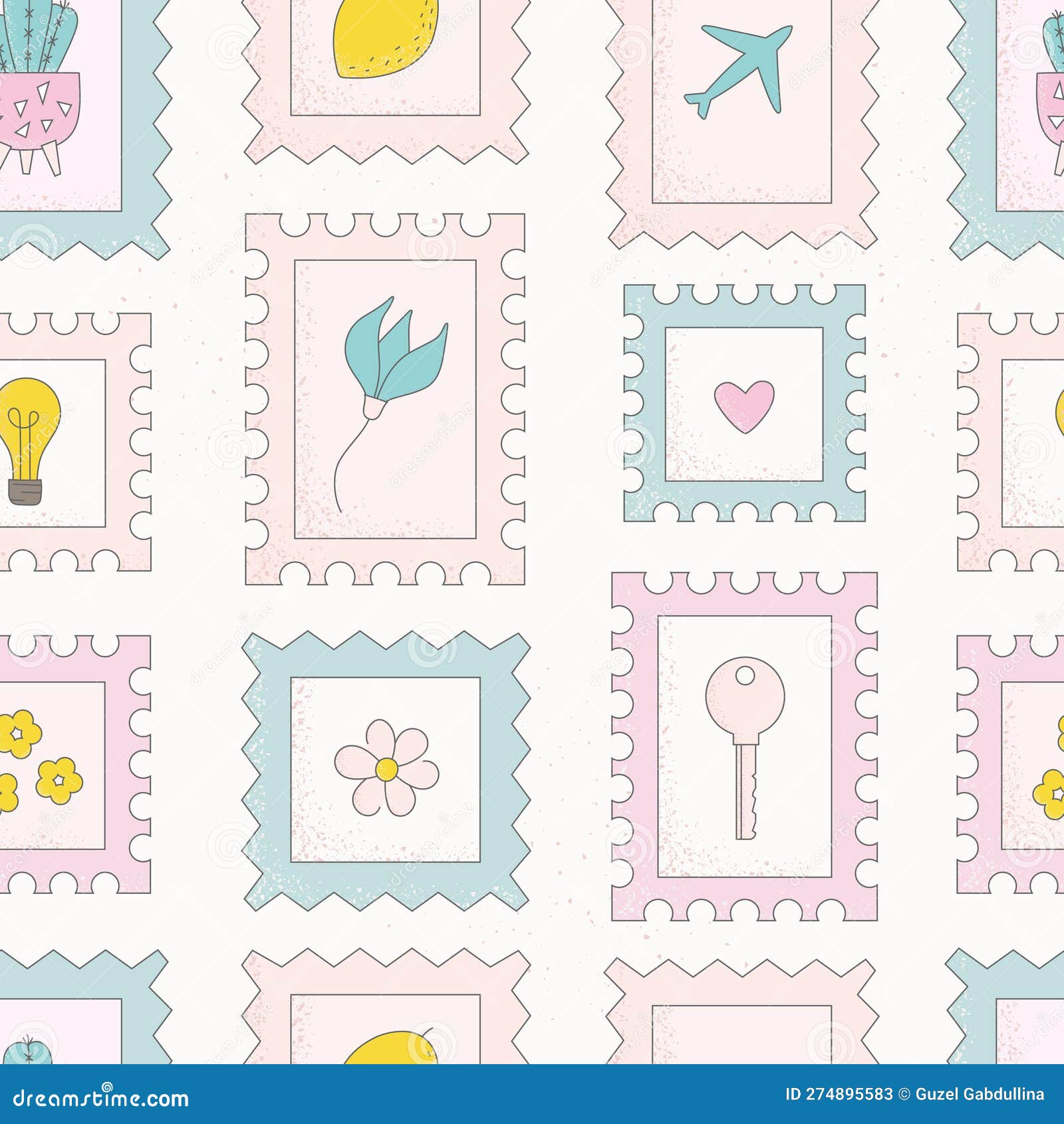 Cute Vector Seamless Pattern with Simple Mark, Stamp for Wrapping ...