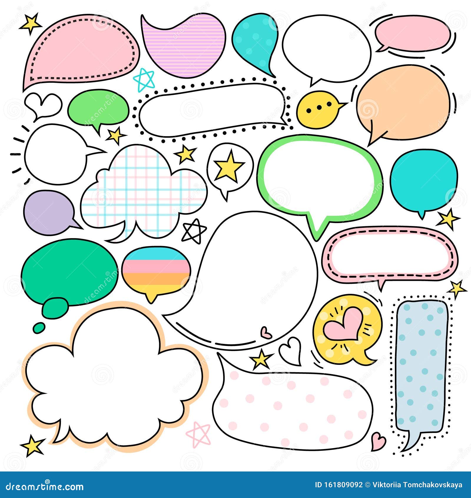 Cute Vector Set of Speech Bubble Hand Drawn. Doodle Style for Chat ... Cute Vector Set of Speech Bubble Hand Drawn. Doodle Style for Chat ...