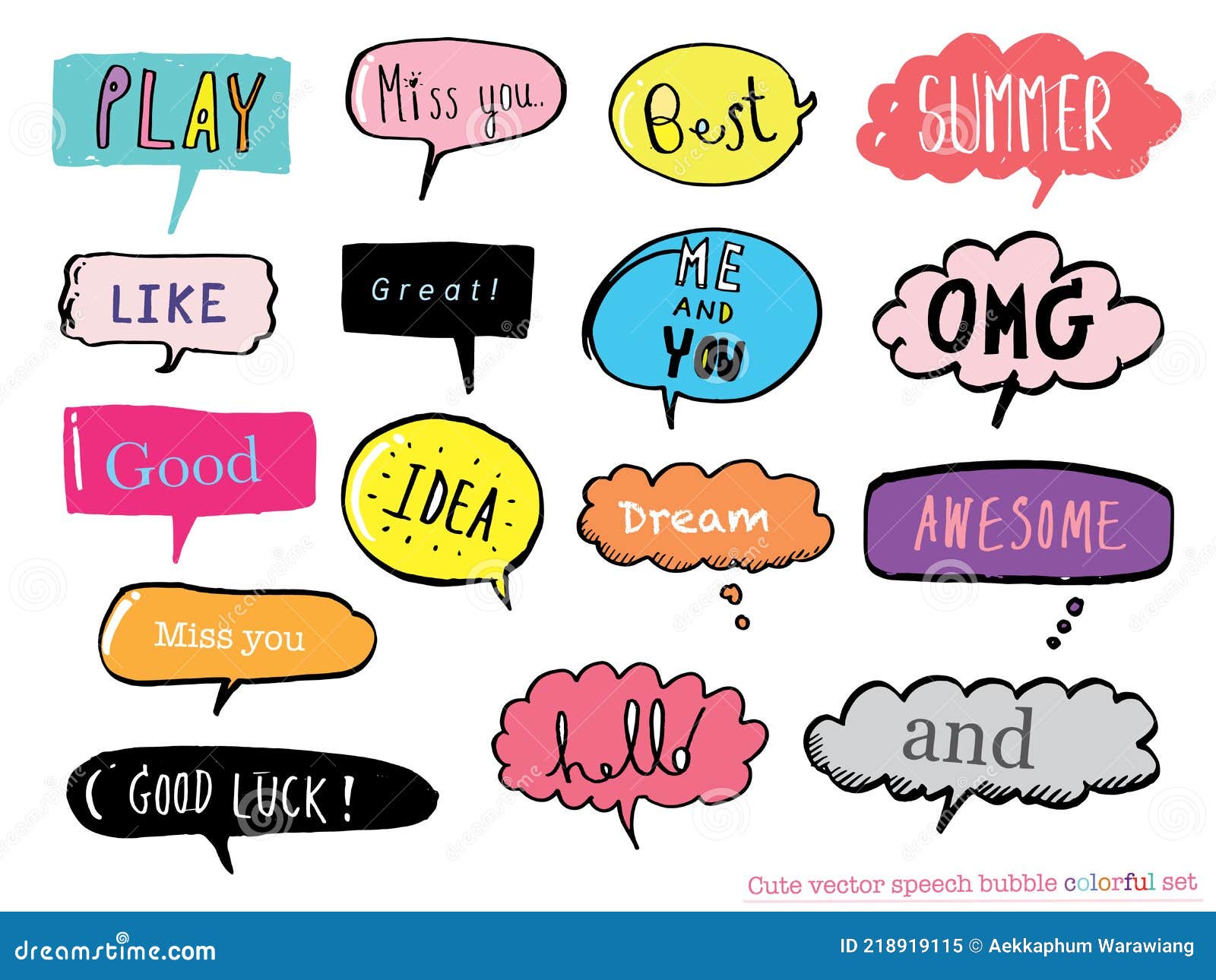 Cute Vector Speech Bubble Colorful Set Stock Vector - Illustration of ... Cute Vector Speech Bubble Colorful Set Stock Vector - Illustration of ...