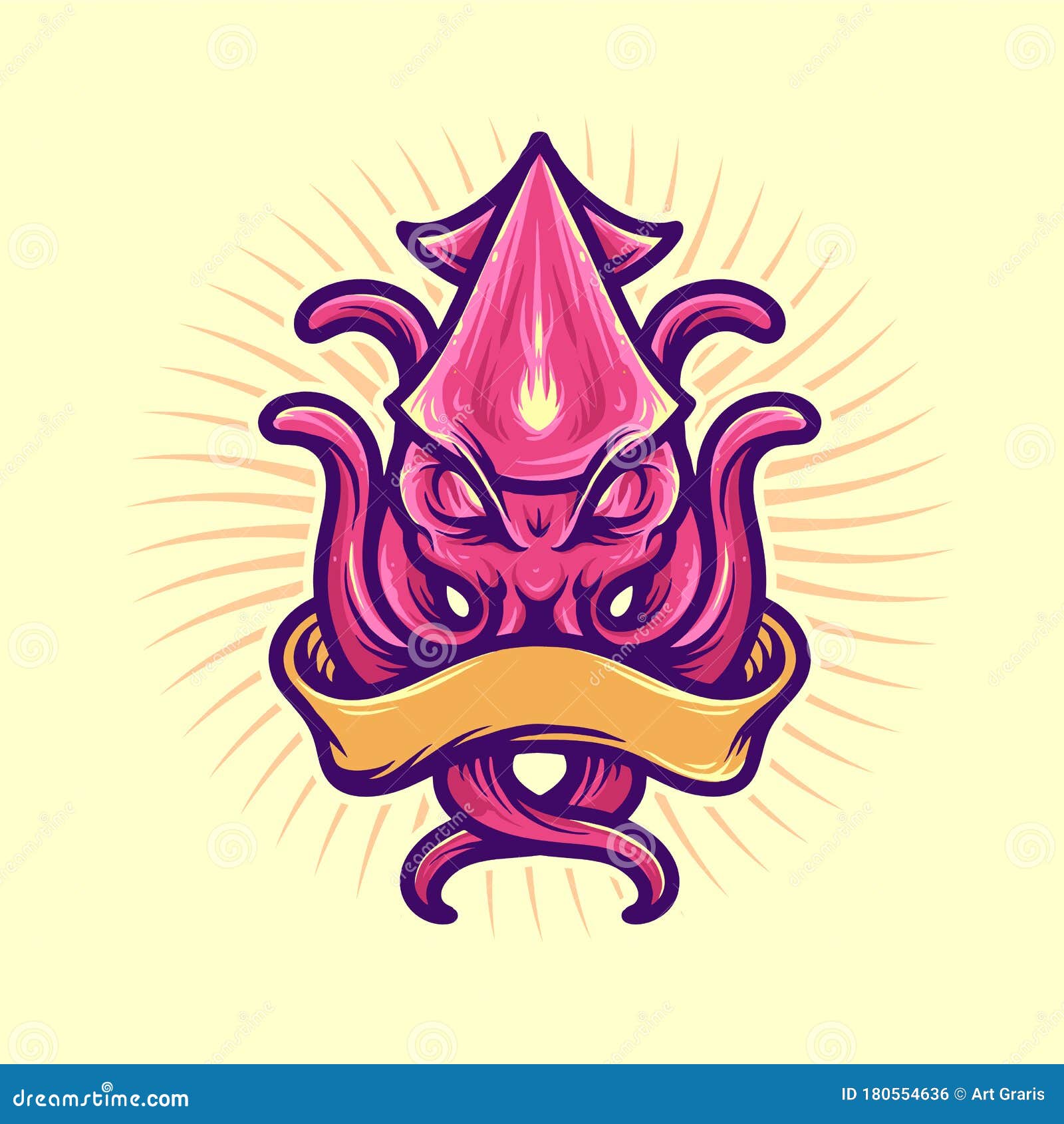 Cute Vector Squid Hand Drawn Design Mascot Stock Illustration ...