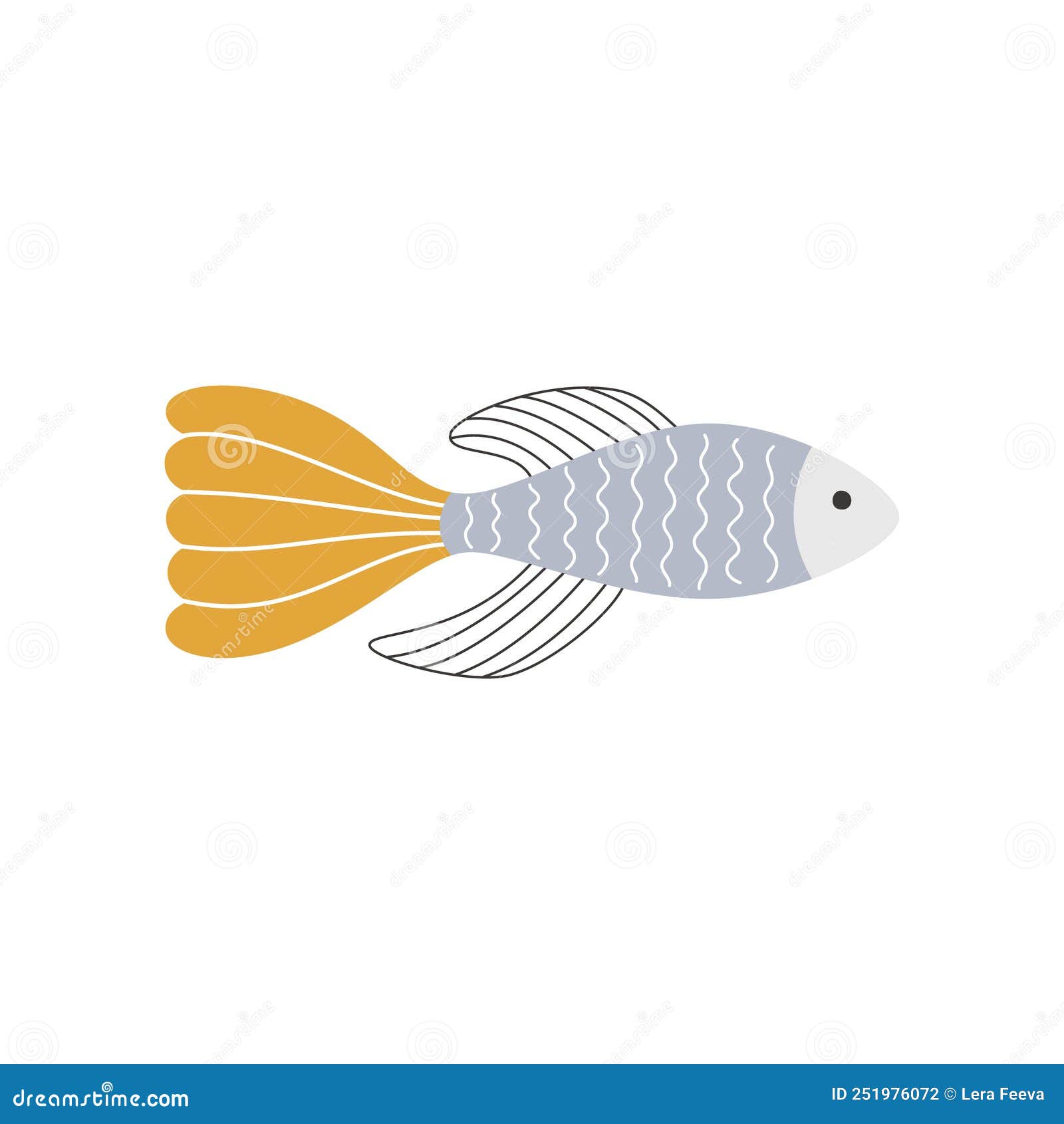 Cute Vector Underwater Isolated Fish. Stock Vector - Illustration of ...