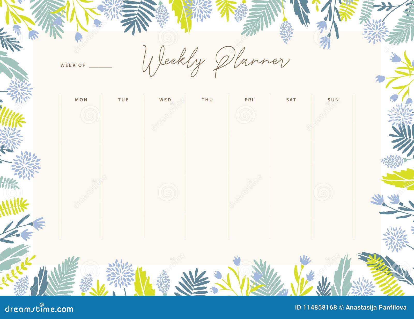 Vector planner template. stock vector. Illustration of page - 114858168