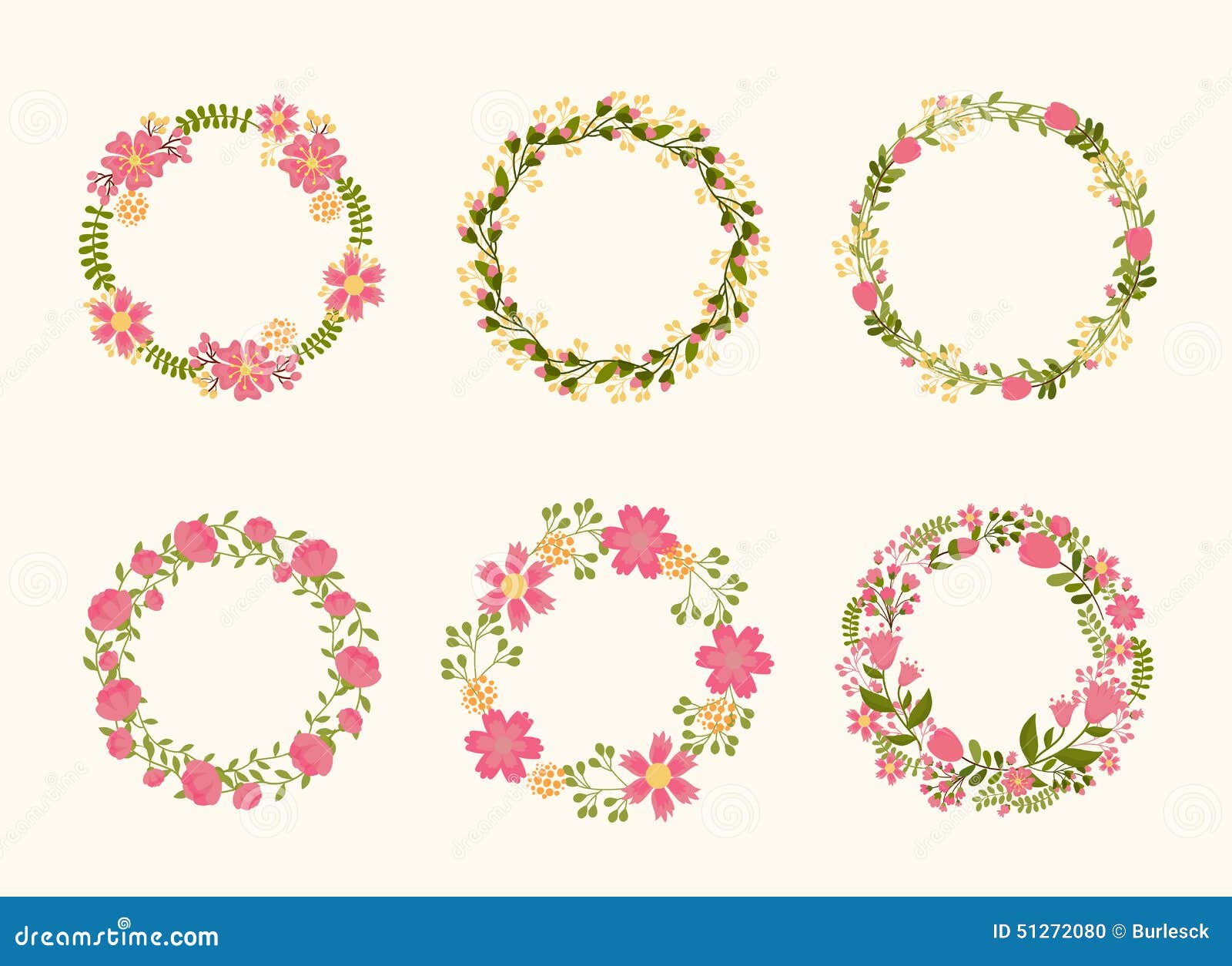 Cute Vector Wreath Frames for Wedding Invitations Stock Vector ...
