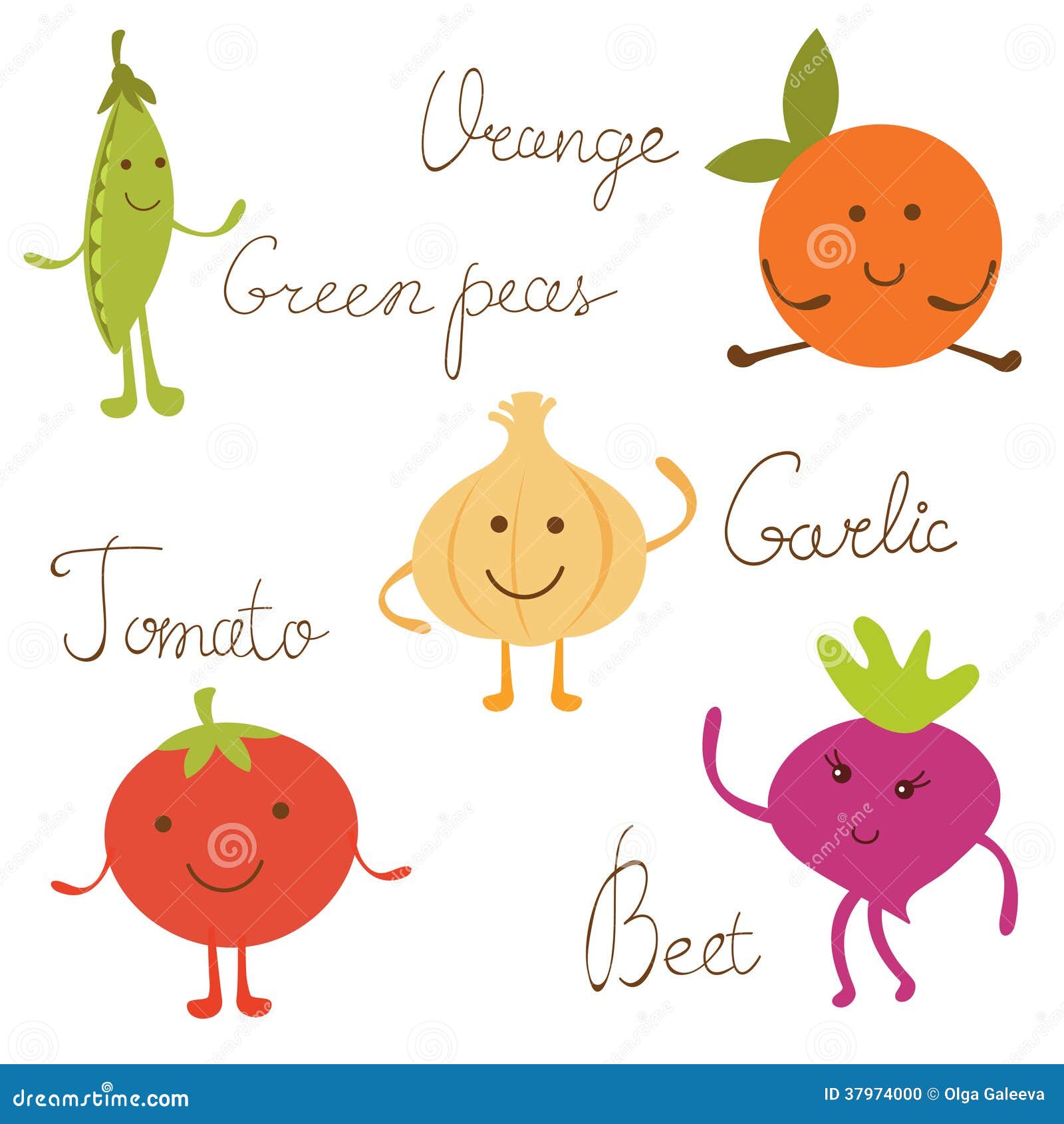 Cute Vegetable Characters Set Stock Vector - Illustration of collection ...