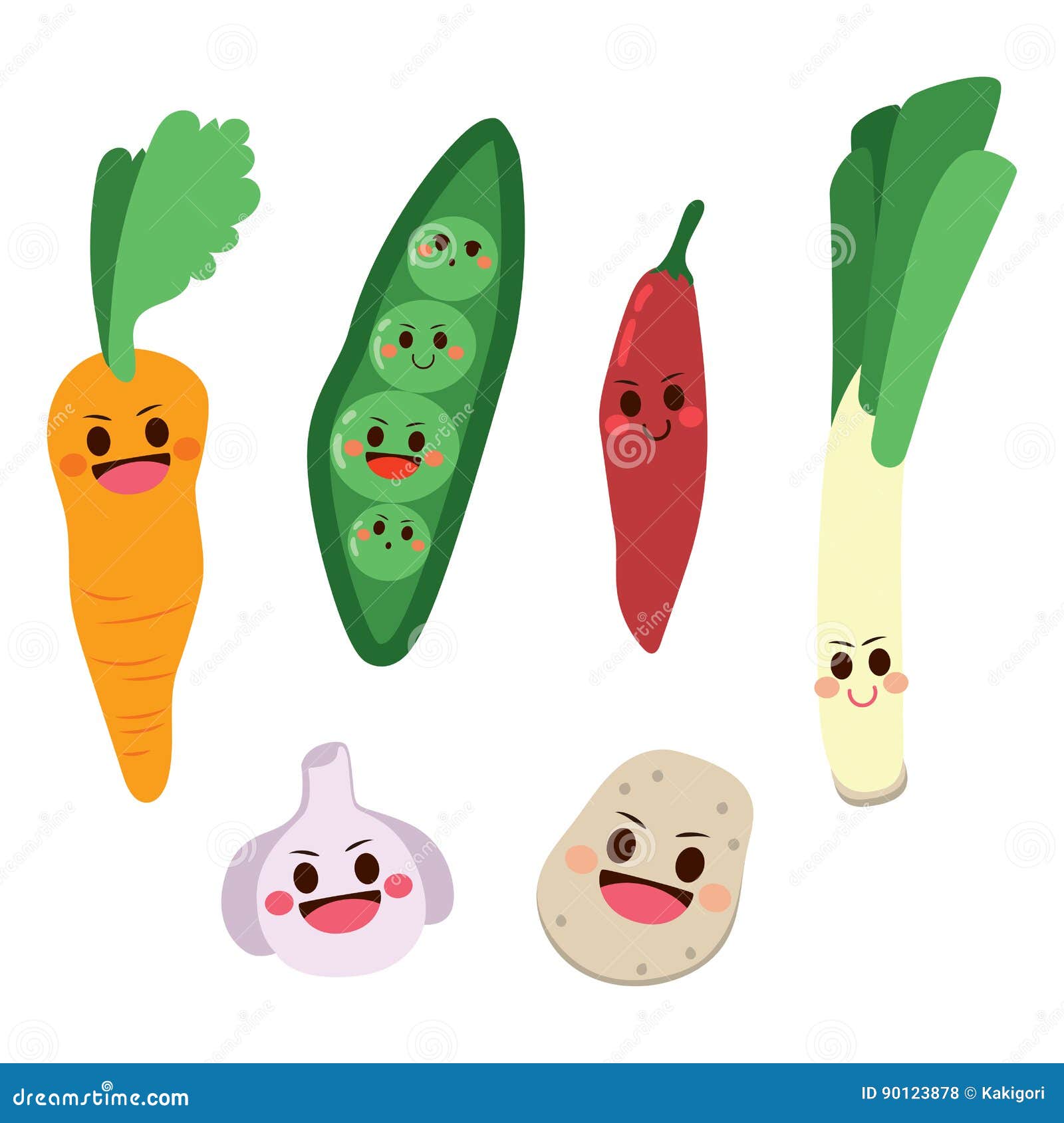 Cute Vegetable Characters stock vector. Illustration of leek - 90123878