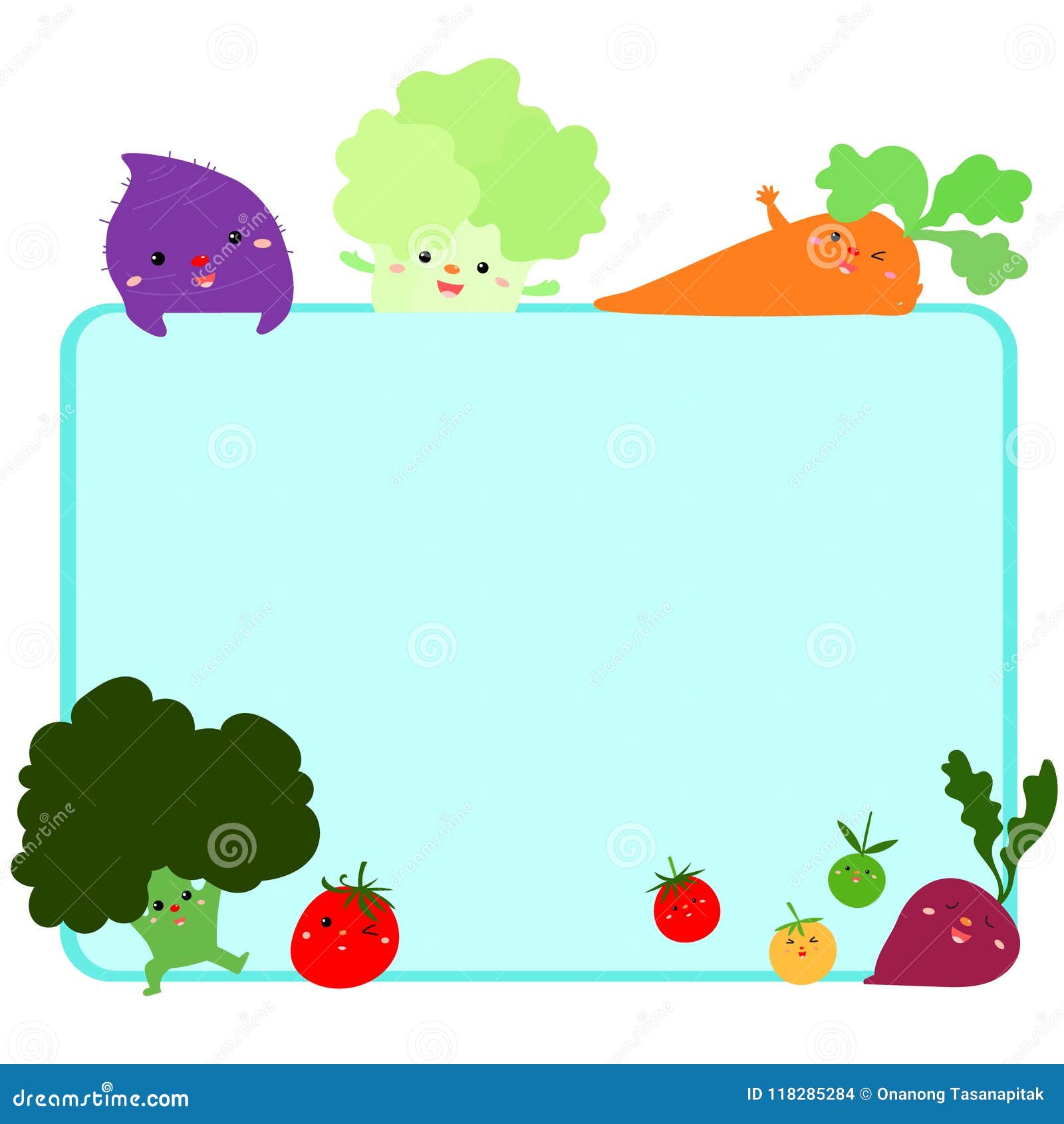 Vegetable Frame Isolated On A White Background. Cartoon Vector ...
