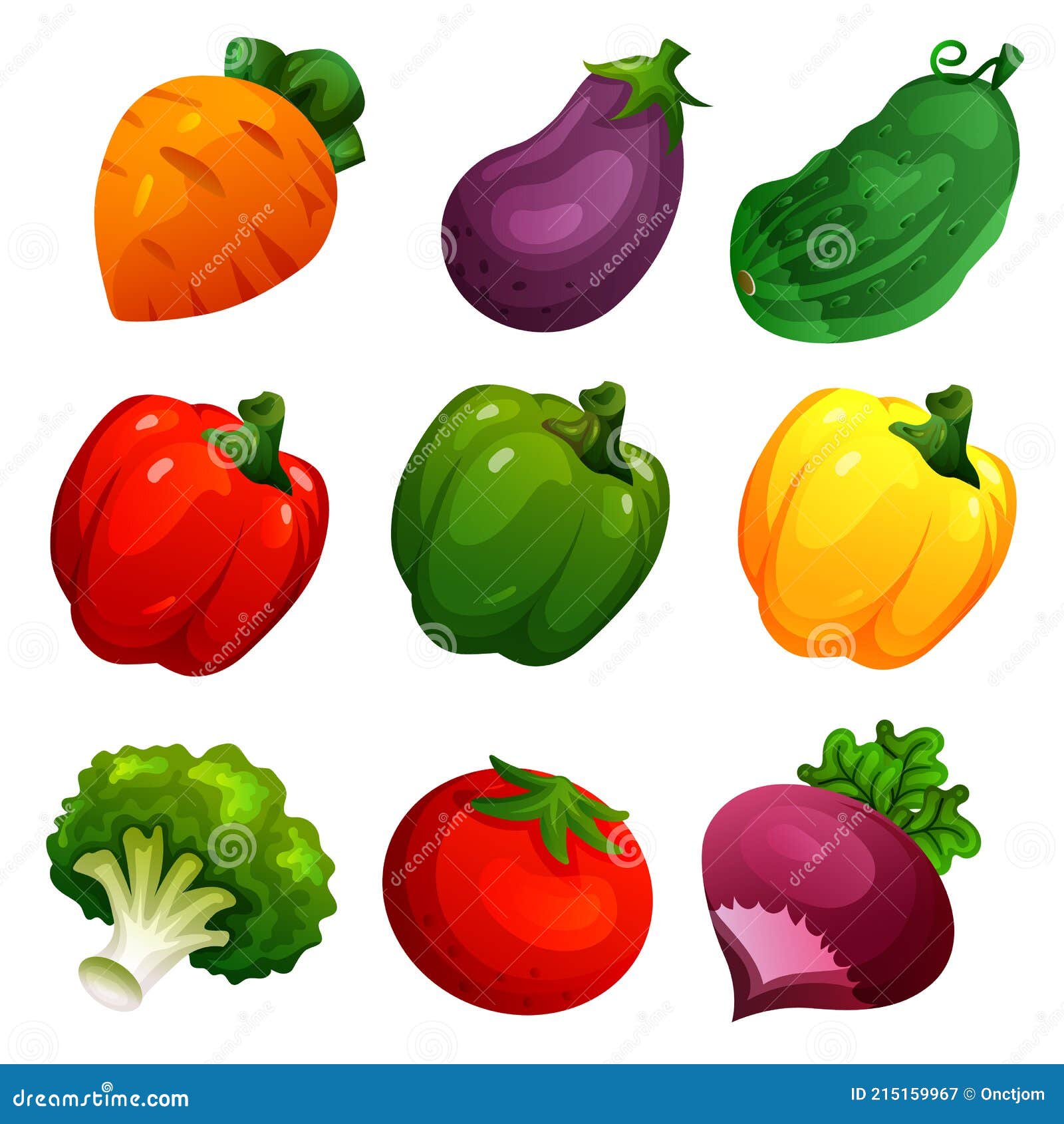 Cute Vegetable Icon Game Set Element Stock Vector - Illustration of ...