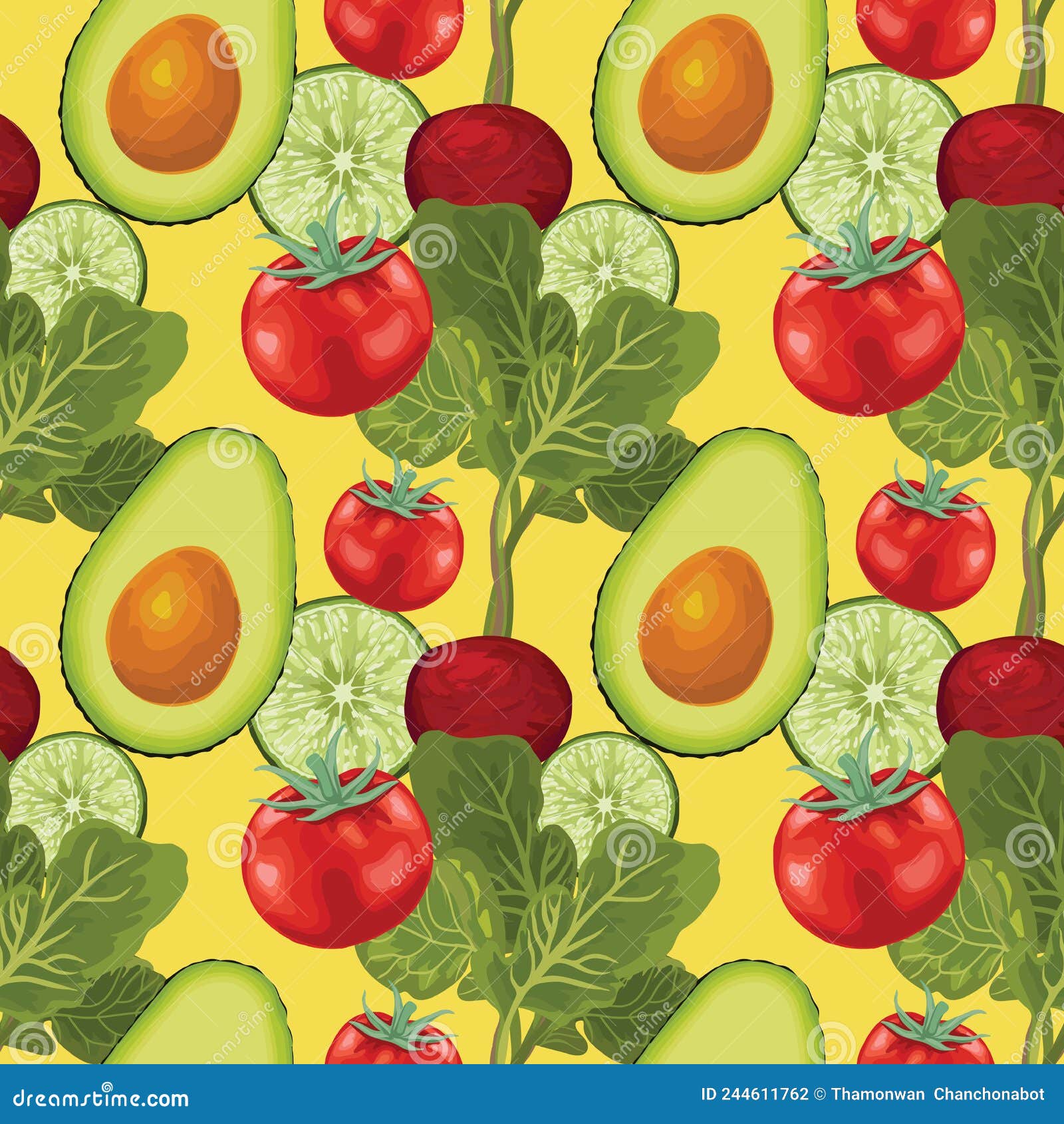 Hand Draw Vegetable Seamless Pattern Design Stock Vector - Illustration ...