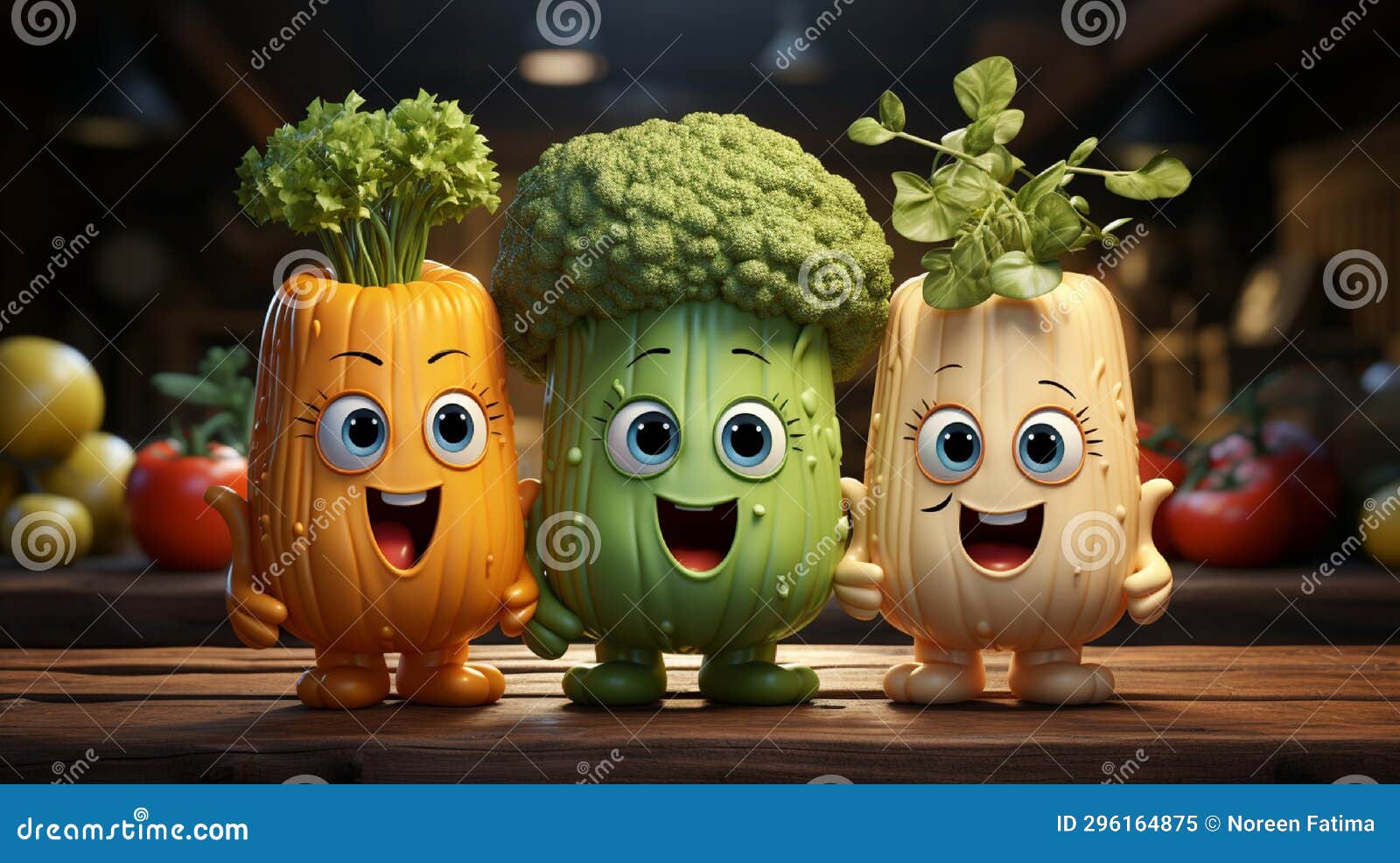 Cute Vegetables, Disney Pixar , 3d Render Stock Illustration ...