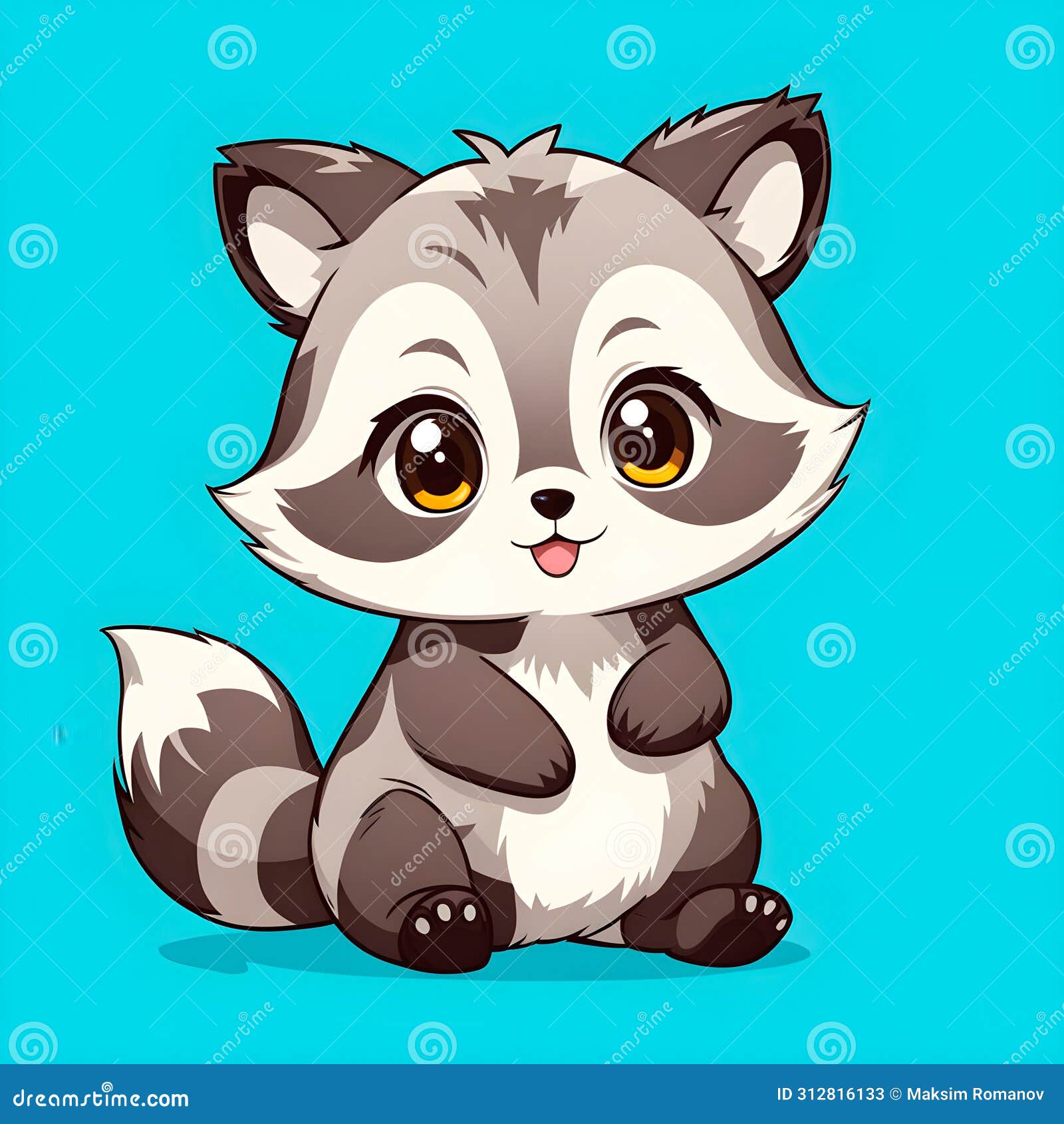 Cute anime raccoon stock illustration. Illustration of kindness - 312816133