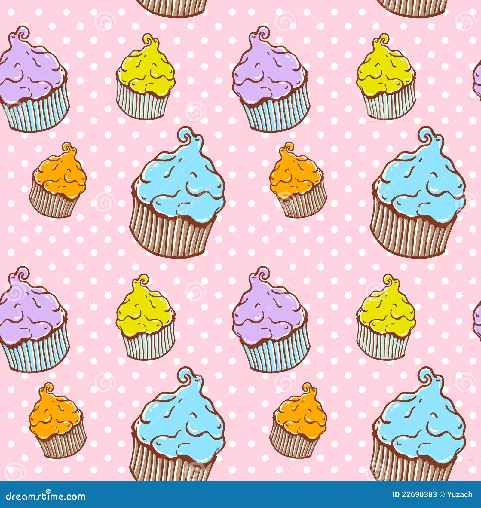 Cute Vintage Cupcake Seamless Texture Stock Vector - Illustration of ...