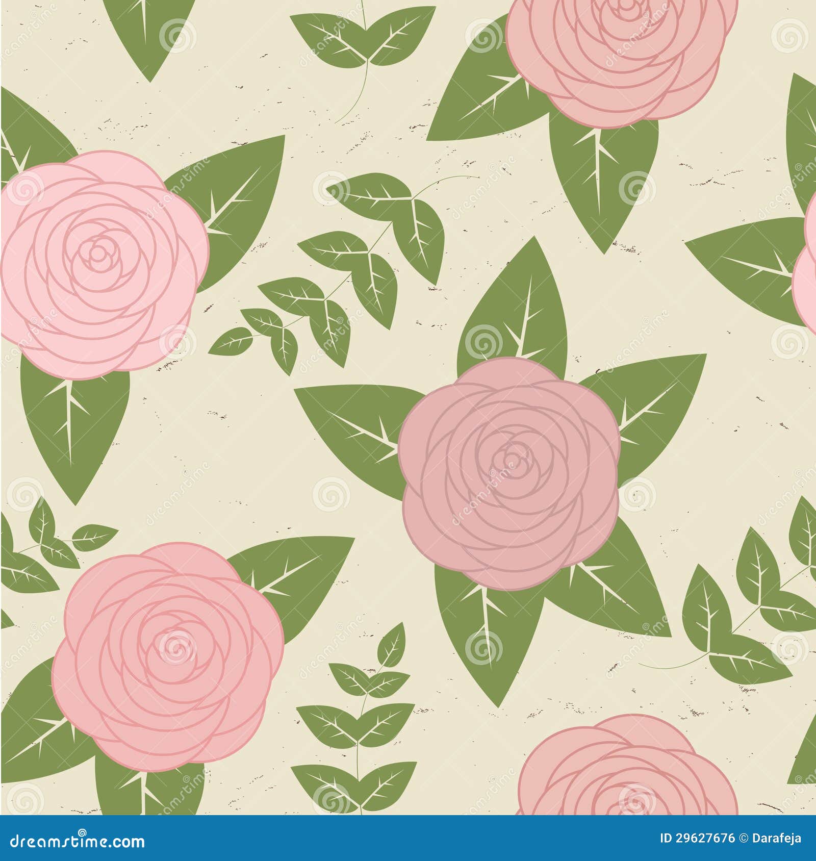 Cute Vintage Seamless Pattern with Roses Stock Vector - Illustration of ...