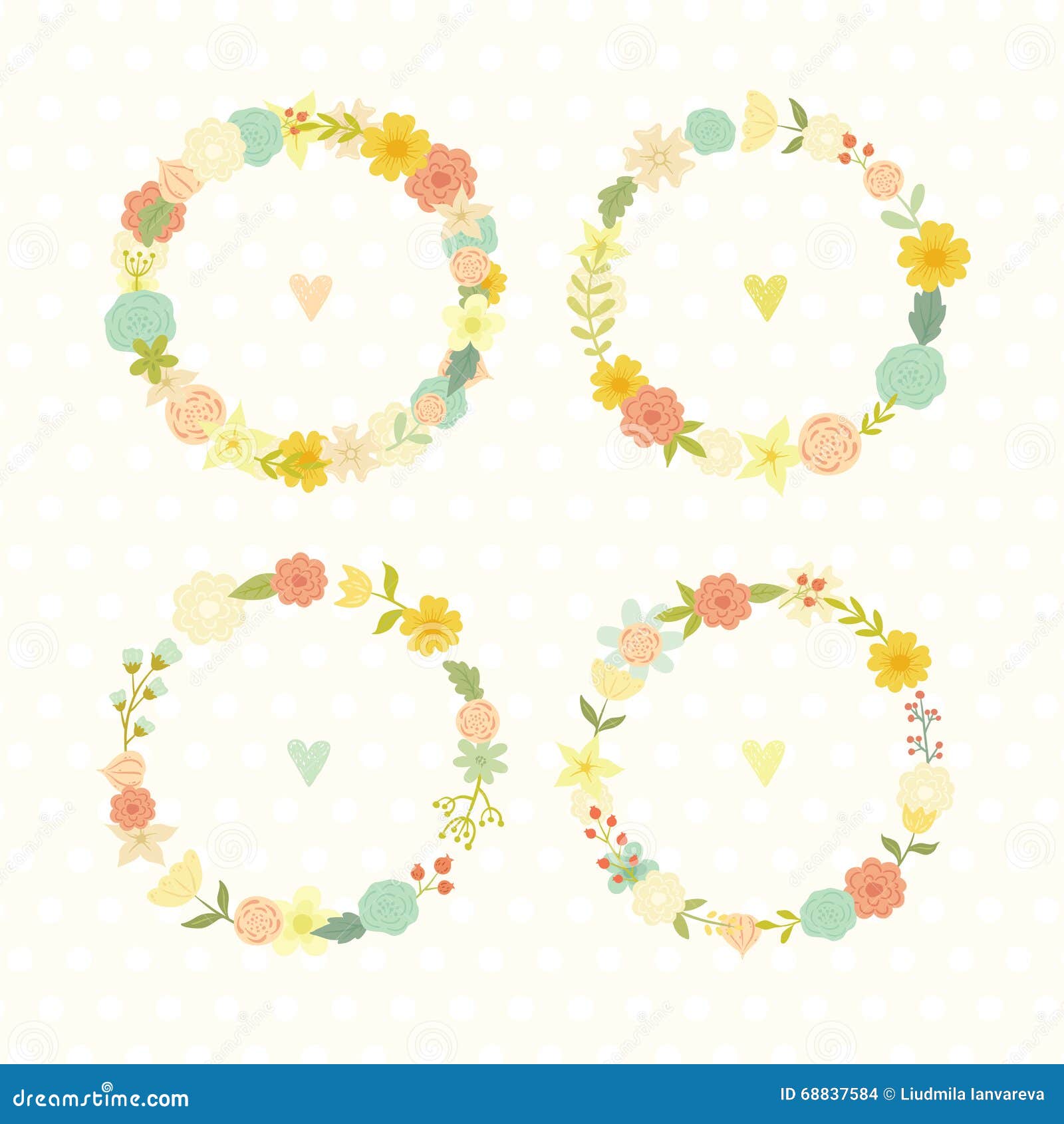 Cute Vintage Vector Floral Frames. Summer Flowers. Stock Vector ...