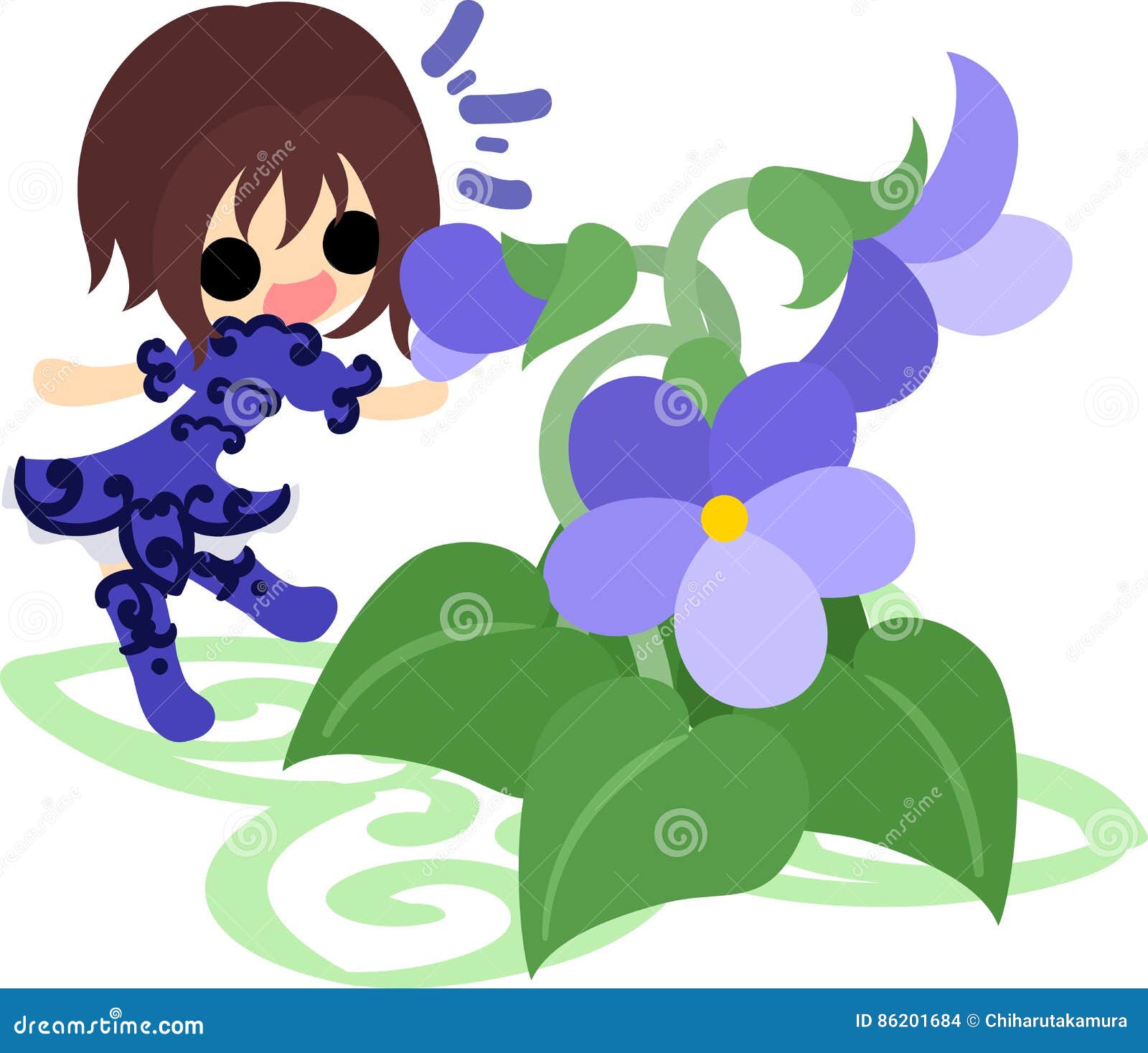 Cute violet girl stock vector. Illustration of graphic - 86201684