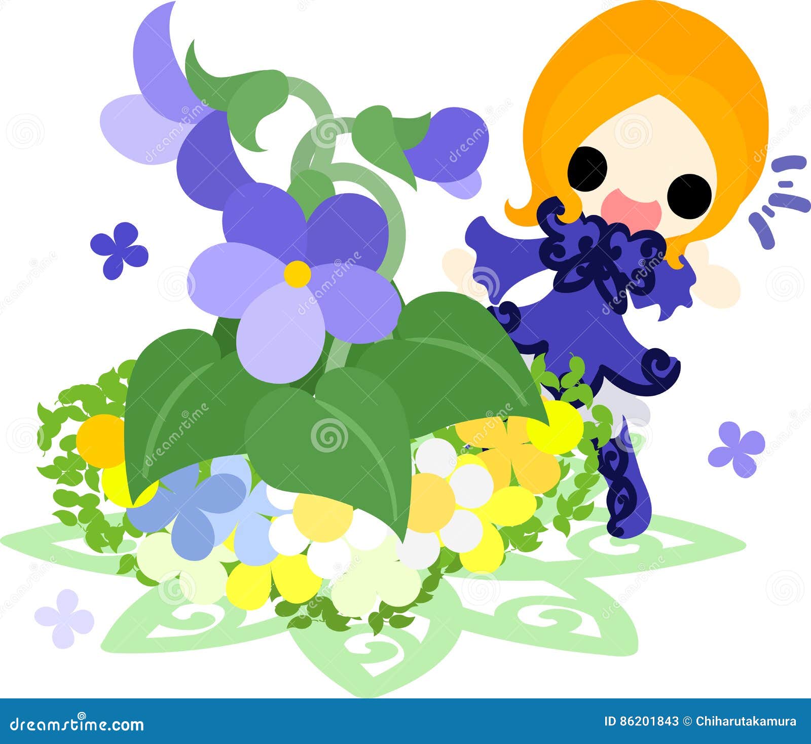 Cute violet girl stock vector. Illustration of plant - 86201843